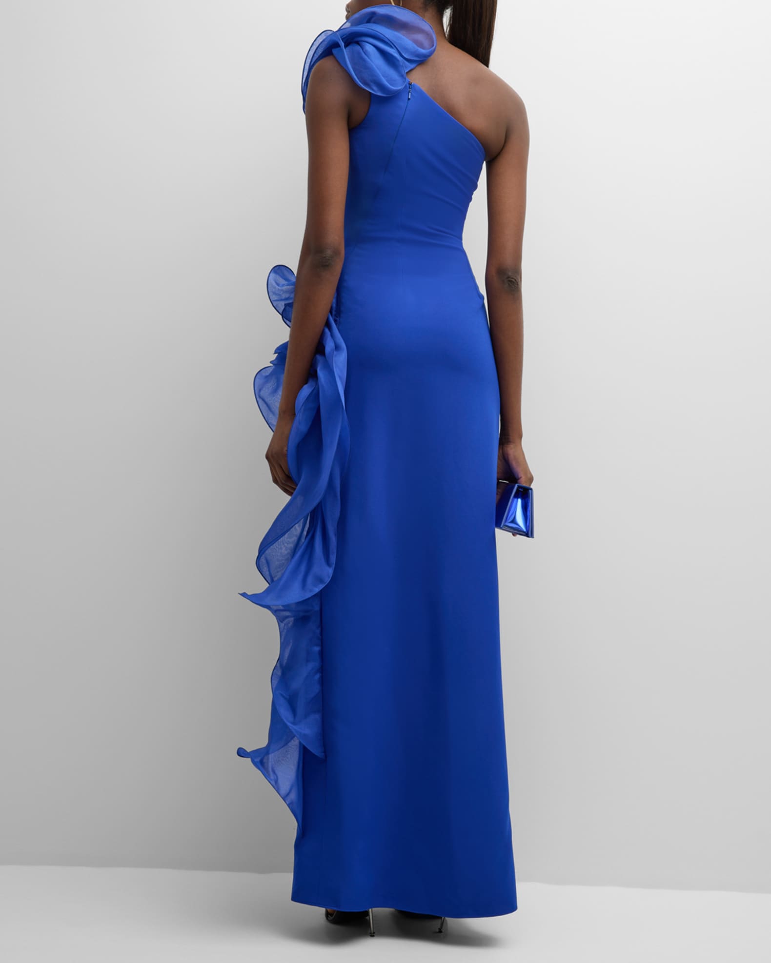 Gaurav Gupta Organza Ruffle One-Shoulder Slit-Hem Gown | Neiman Marcus