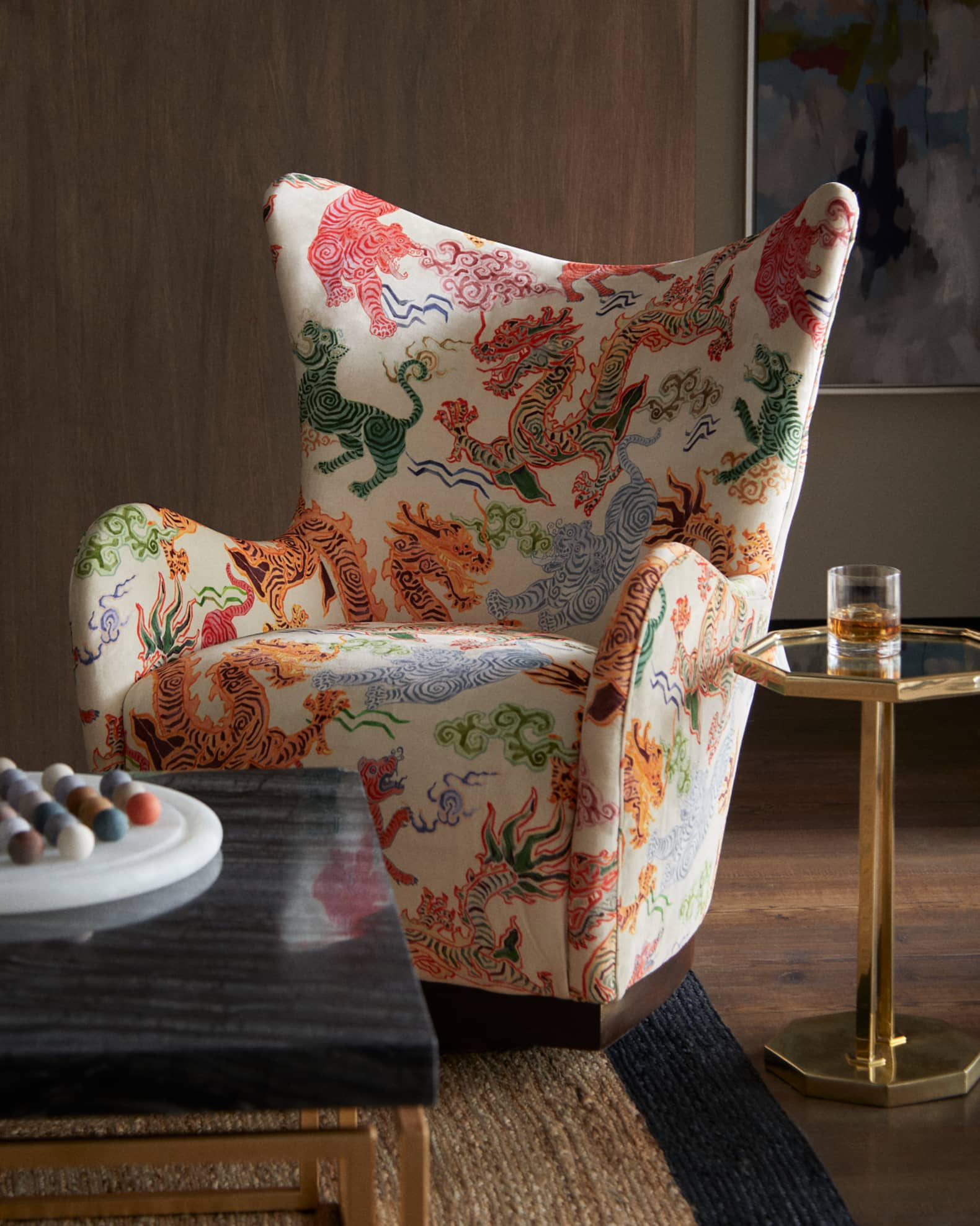 Massoud Hassanne Swivel Wing Chair | Neiman Marcus