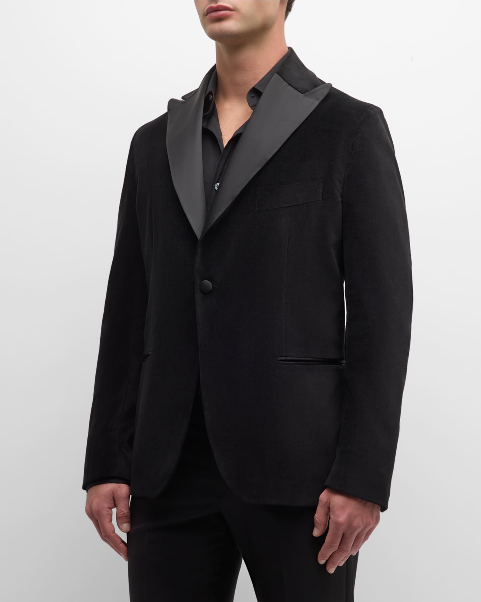 Paul Stuart Men's Velvet Peak-Lapel Dinner Jacket | Neiman Marcus