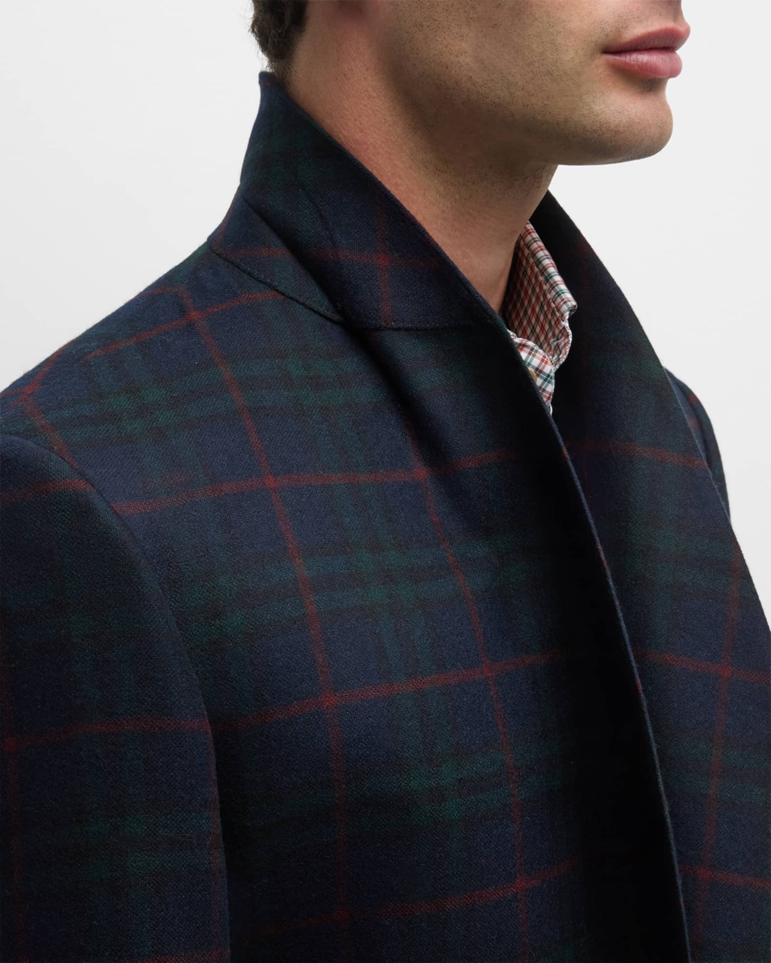 Paul Stuart Men's Cashmere Plaid Shawl Dinner Jacket | Neiman Marcus