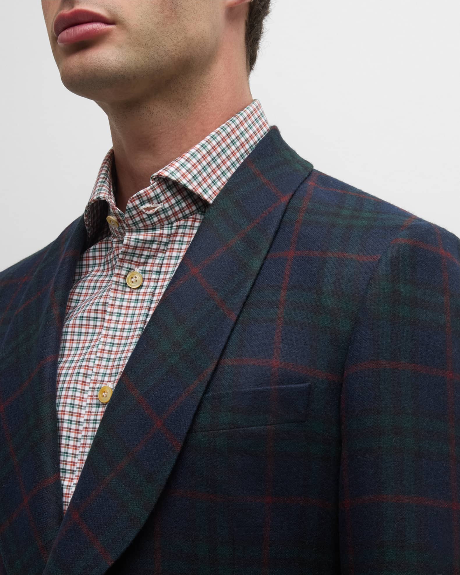 Paul Stuart Men's Cashmere Plaid Shawl Dinner Jacket | Neiman Marcus