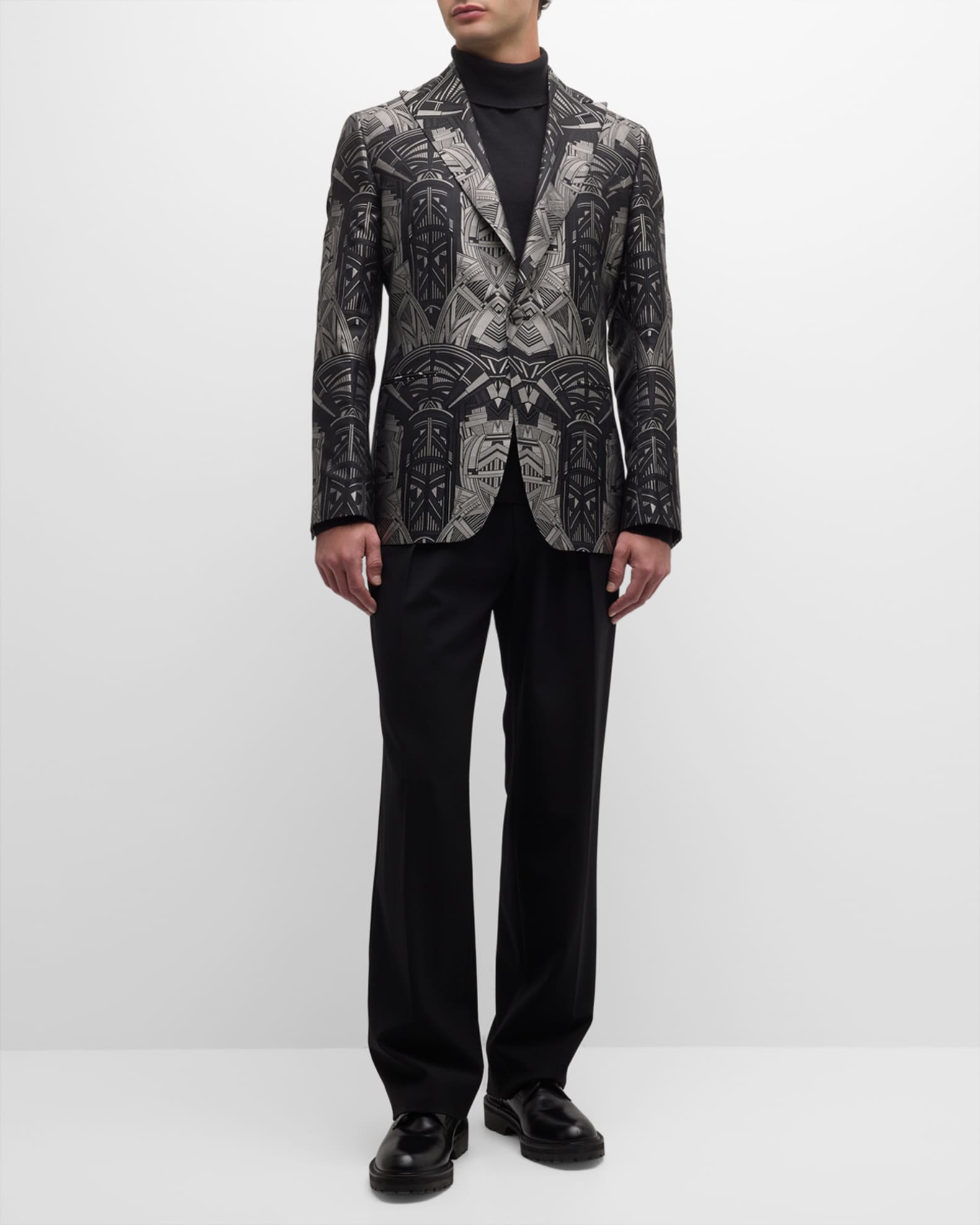 Paul Stuart Men's Jacquard Peak-Lapel Dinner Jacket | Neiman Marcus