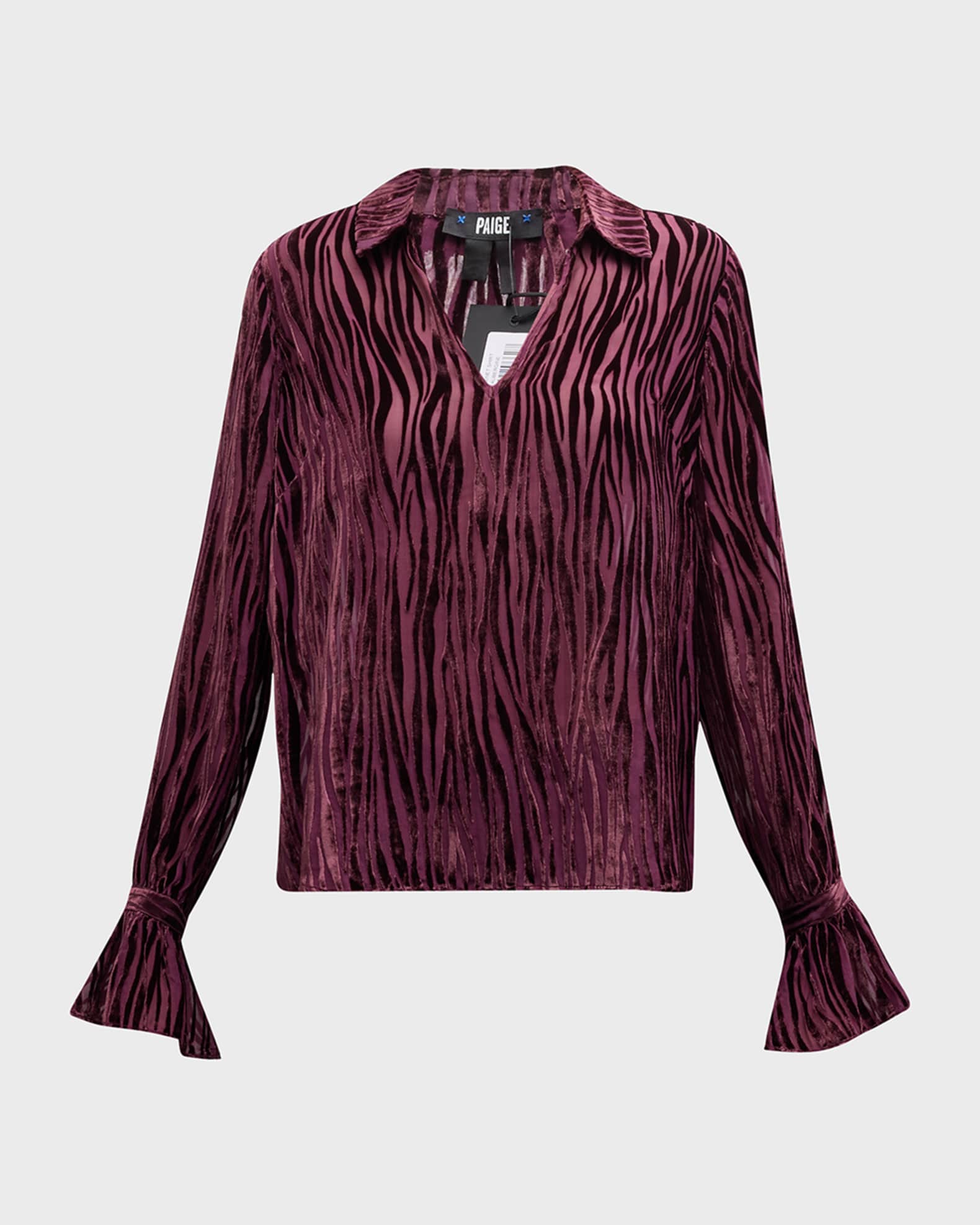 PAIGE Benet Long-Sleeve Zebra Blouse | Neiman Marcus