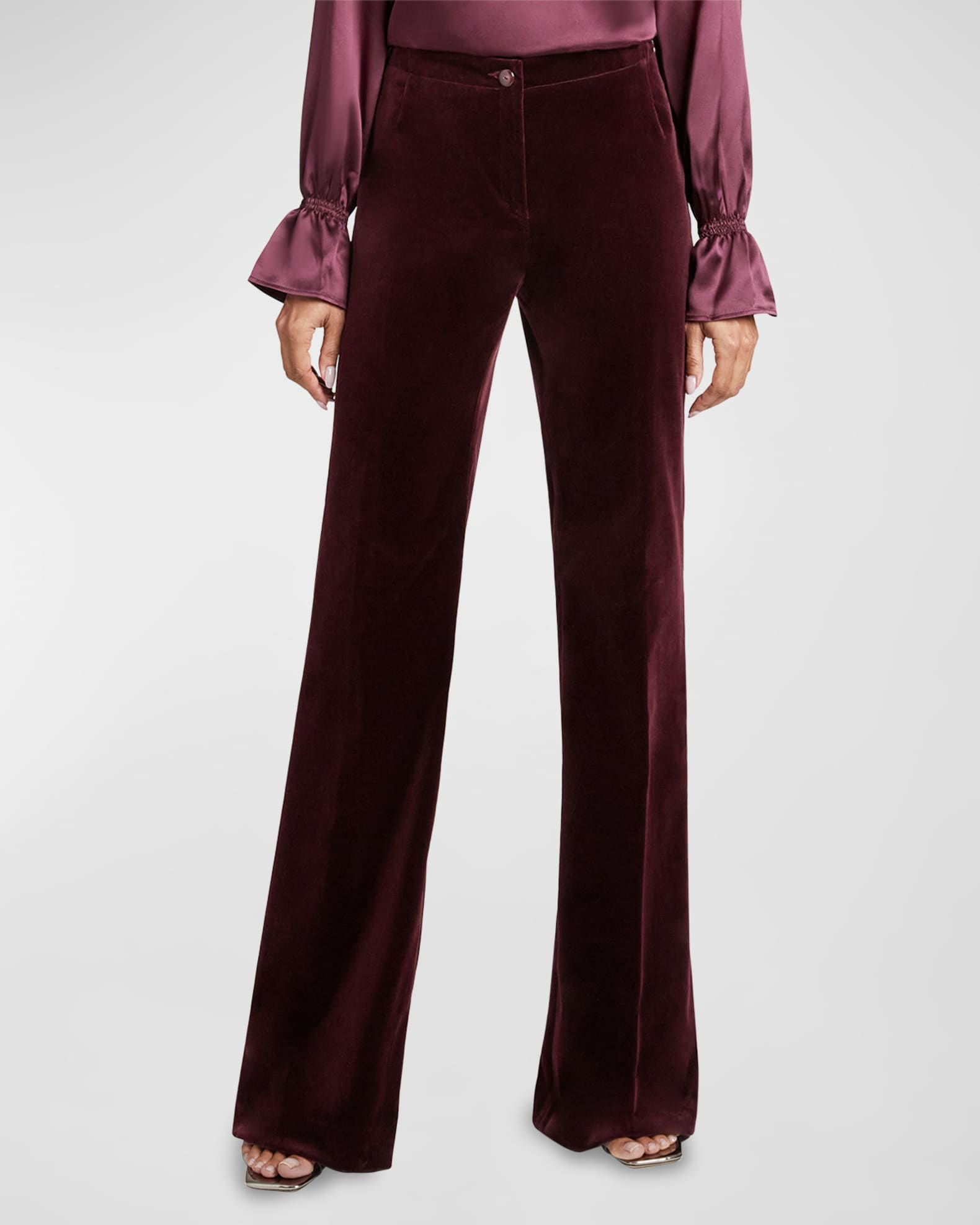 Santorelli Isabelle Velvet Flare-Leg Pants | Neiman Marcus