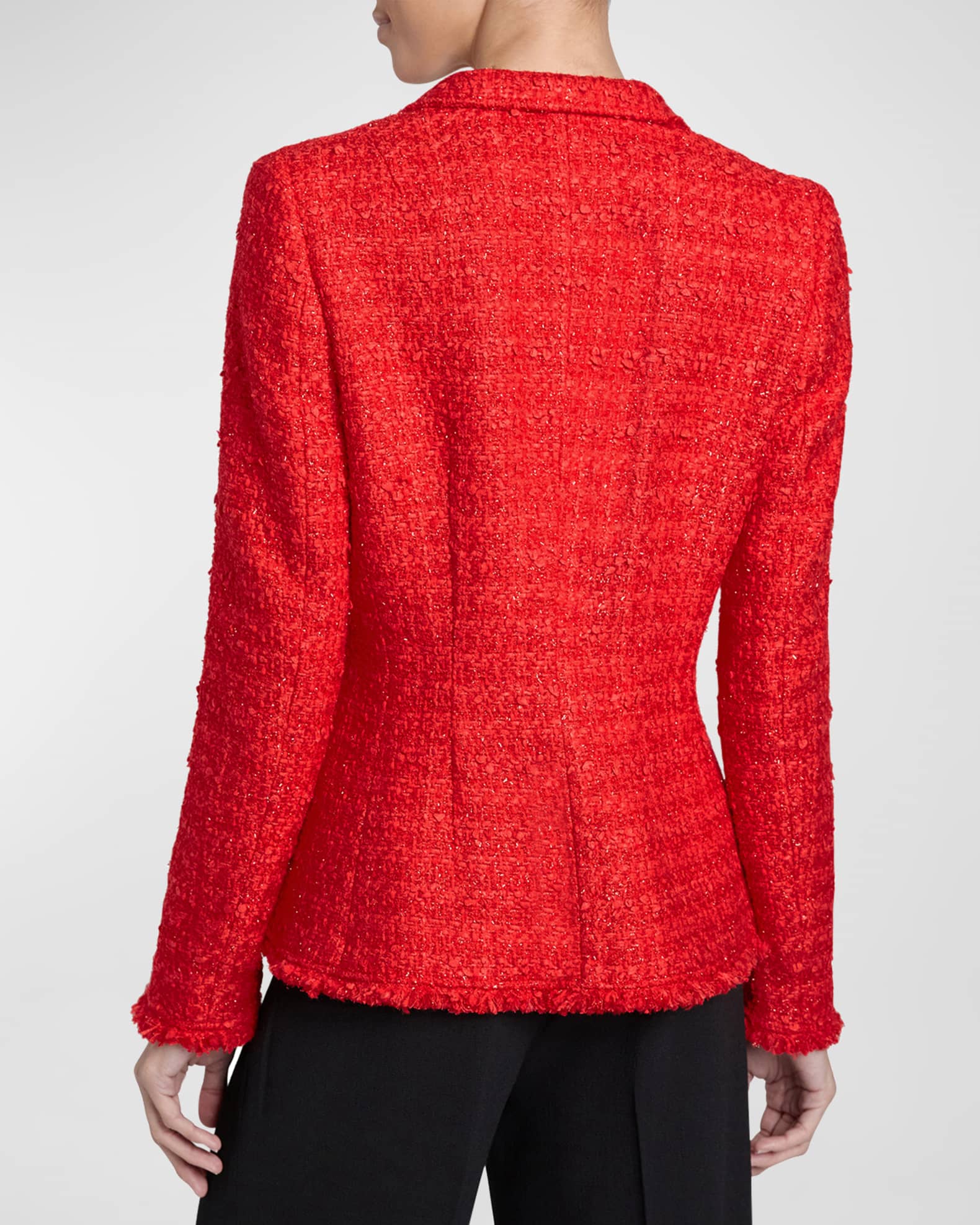 Santorelli Alaia Double-Breasted Shimmer Tweed Jacket | Neiman Marcus