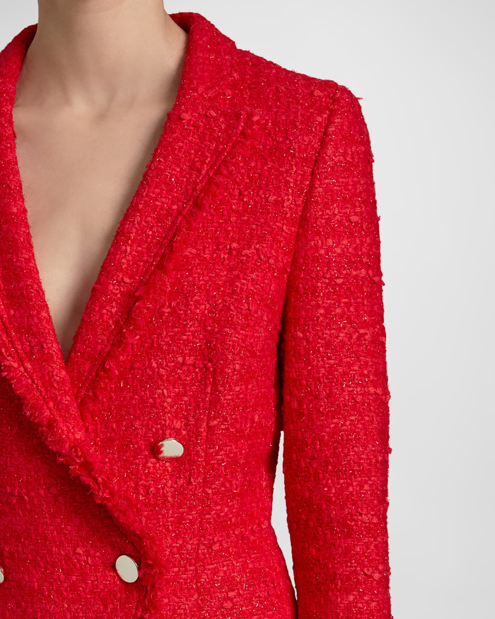 Santorelli Alaia Double-Breasted Shimmer Tweed Jacket | Neiman Marcus