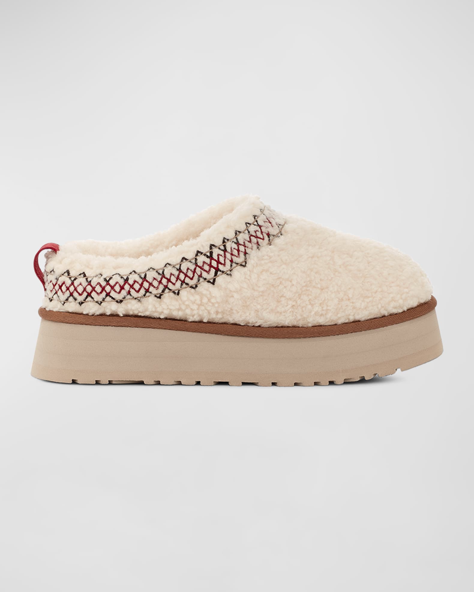 UGG Tazz Shearling Braided Flatform Slippers | Neiman Marcus