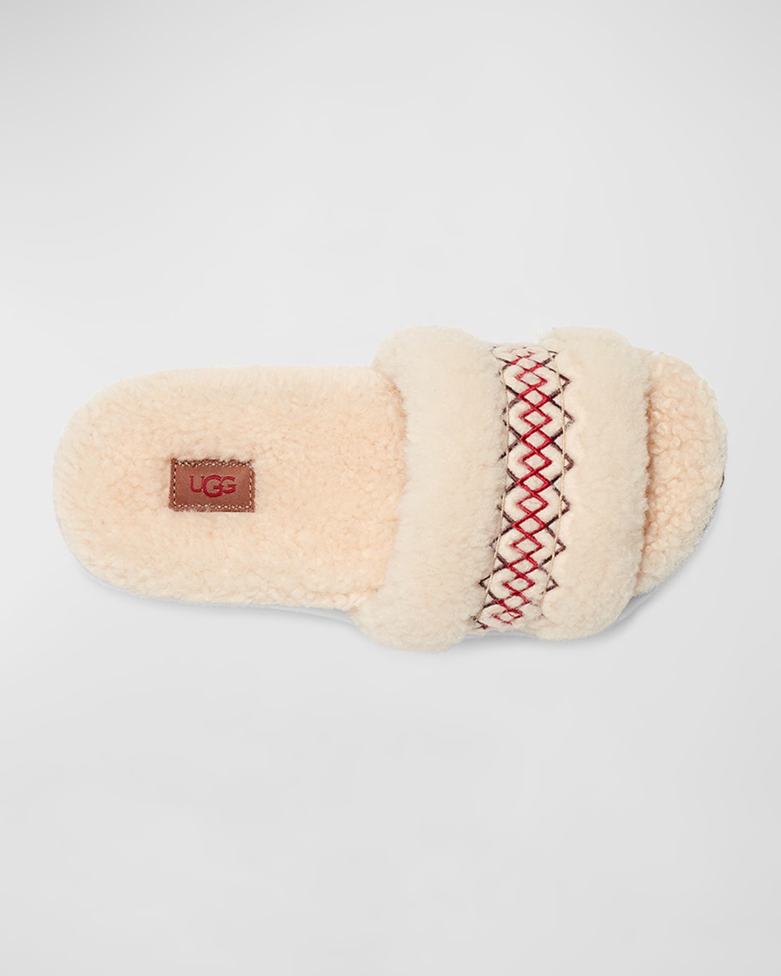 UGG Cozetta Shearling Braid Flat Slippers | Neiman Marcus