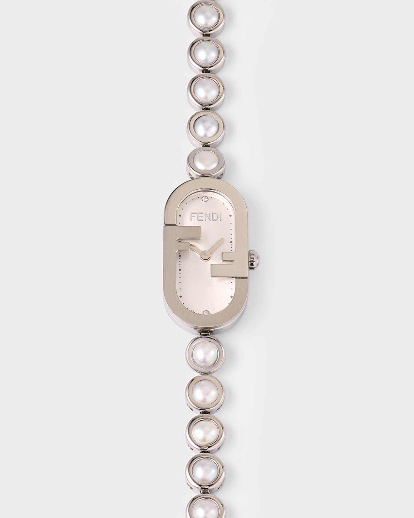 Fendi O'Lock Vertical Oval Bracelet Watch with Pearls, Steel | Neiman ...