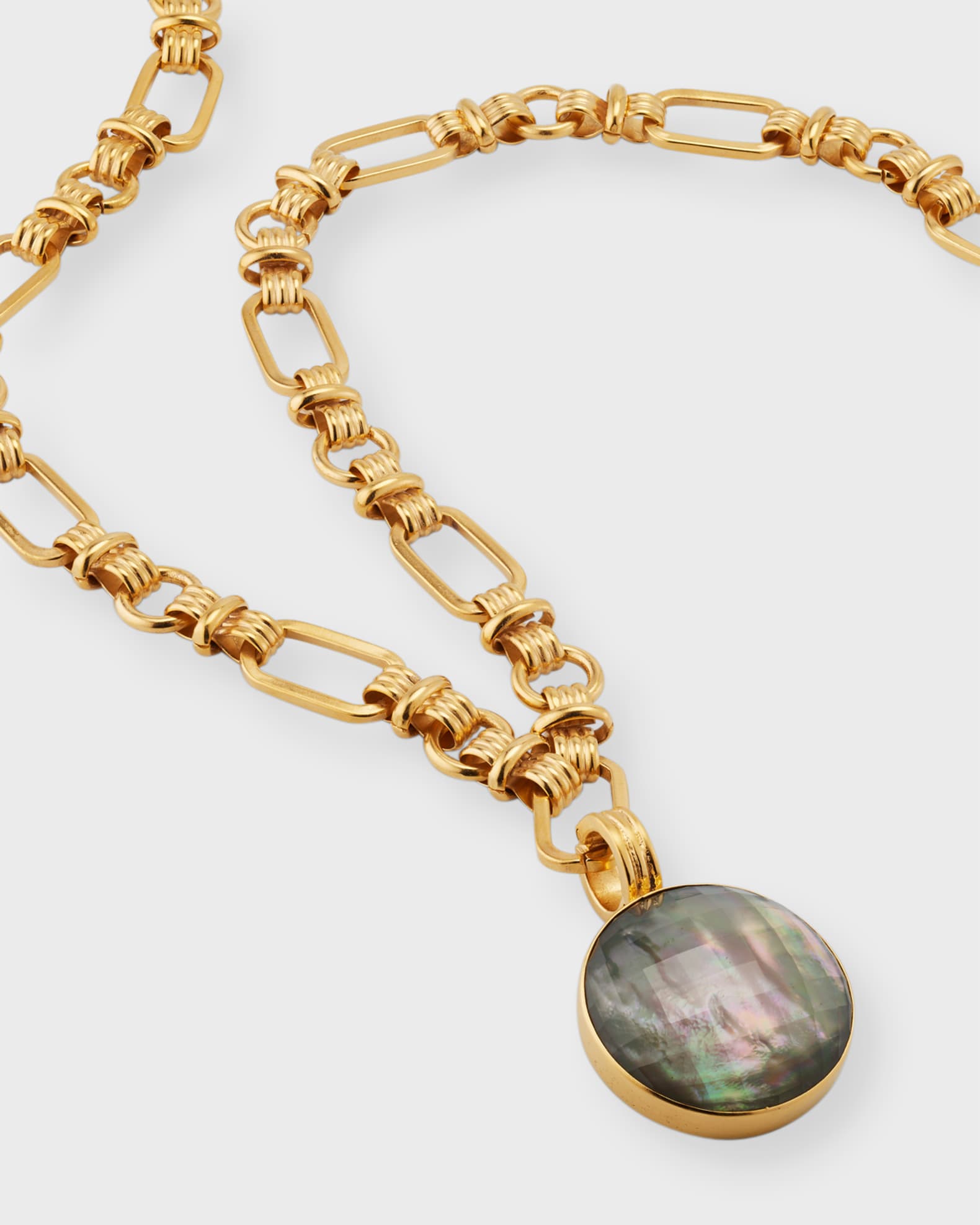 Dina Mackney Nouveau Quartz Mother-Of-Pearl Doublet Pendant Necklace ...