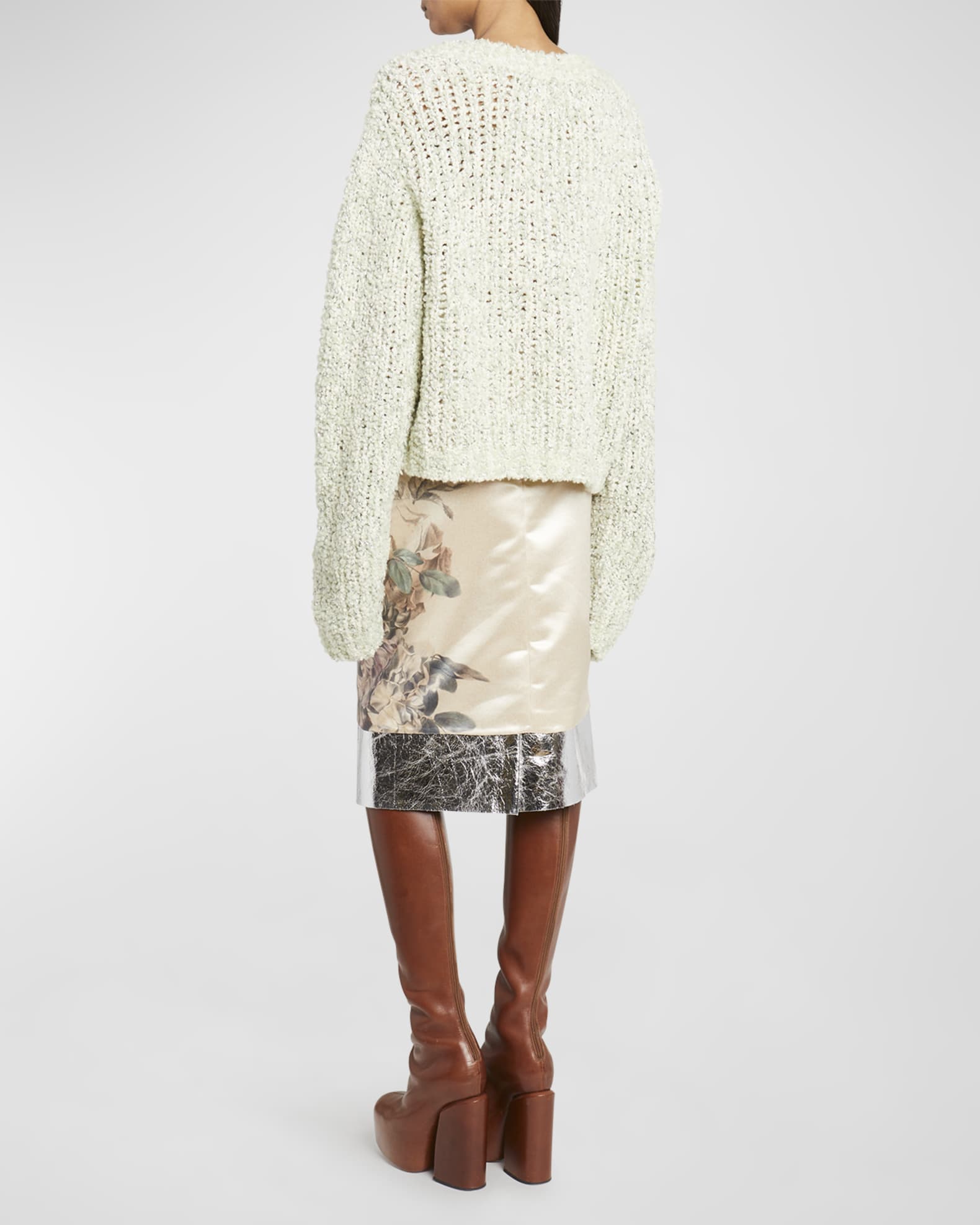Dries Van Noten Teodora V-Neck Metallic Knit Sweater | Neiman Marcus