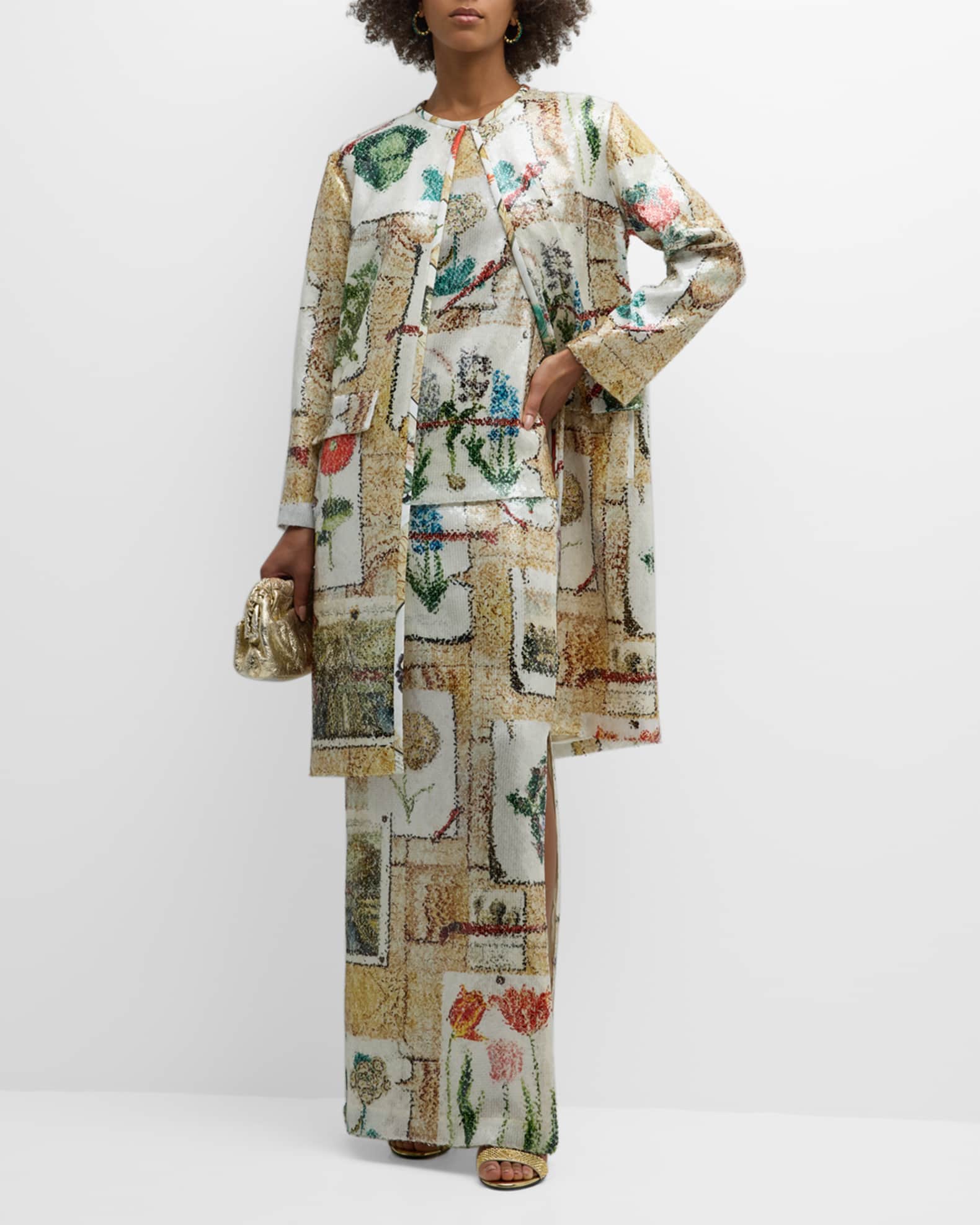 Libertine Sequin Colefax Printed Duster Coat | Neiman Marcus