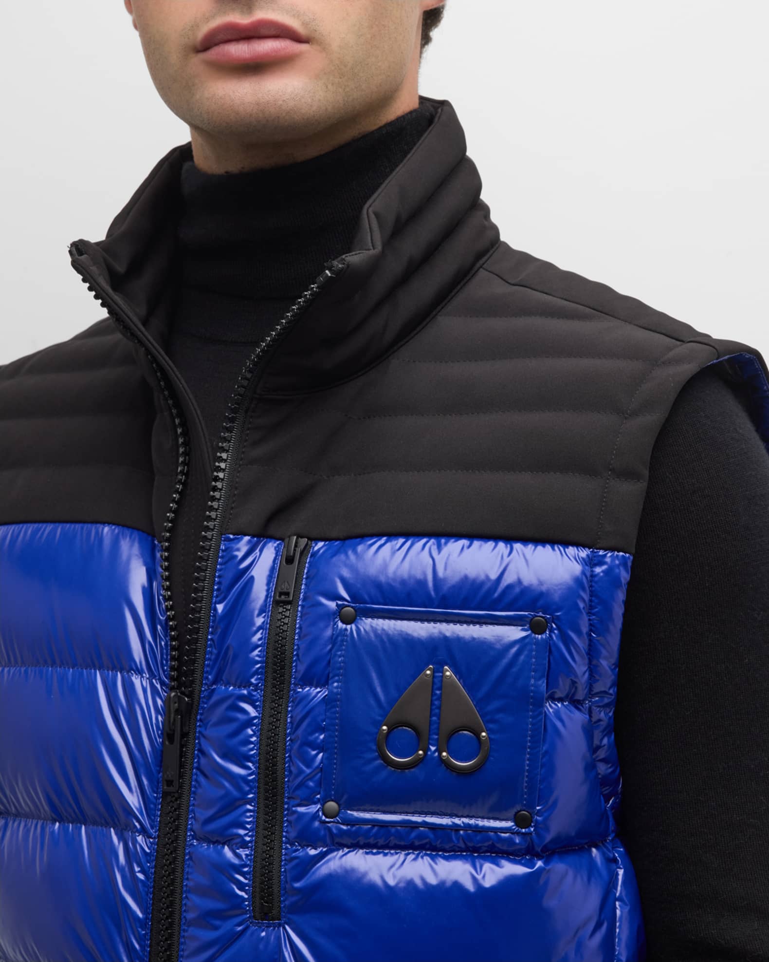 Moose Knuckles Men's Dugald Glossy Down Vest | Neiman Marcus
