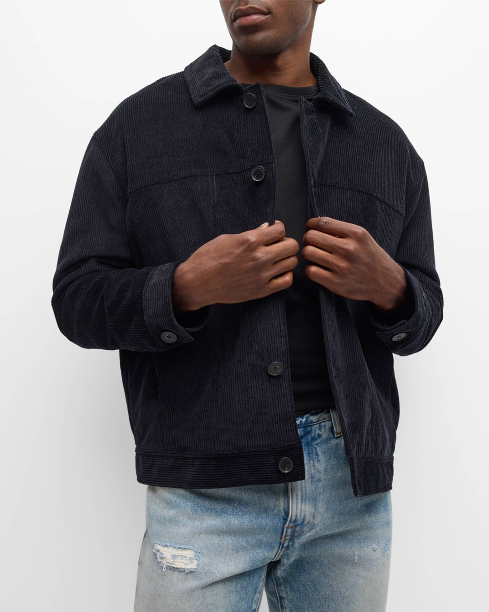 FRAME Men's Wide Wale Corduroy Trucker Jacket | Neiman Marcus