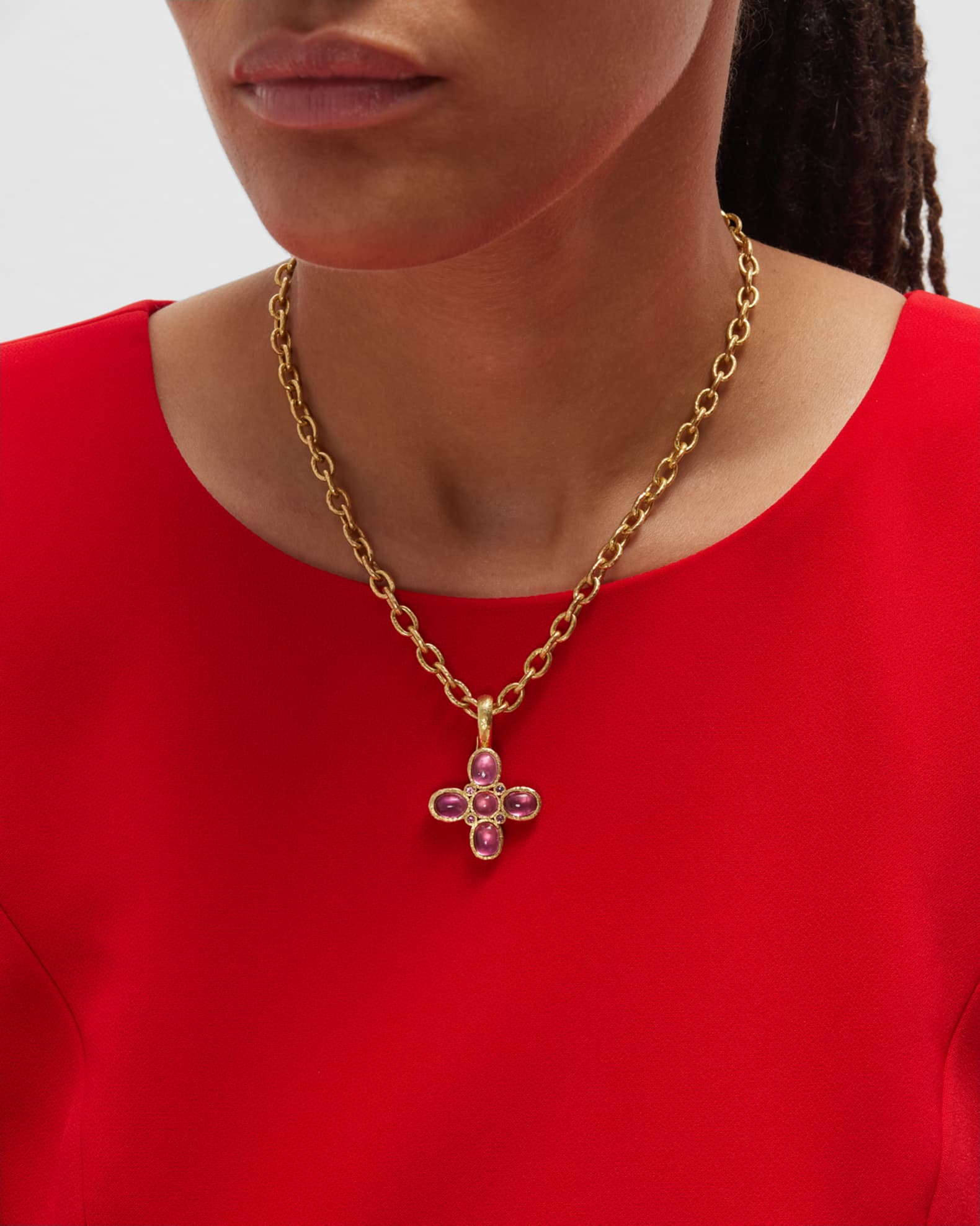 Elizabeth Locke 19K Pink Tourmaline Clover Pendant | Neiman Marcus