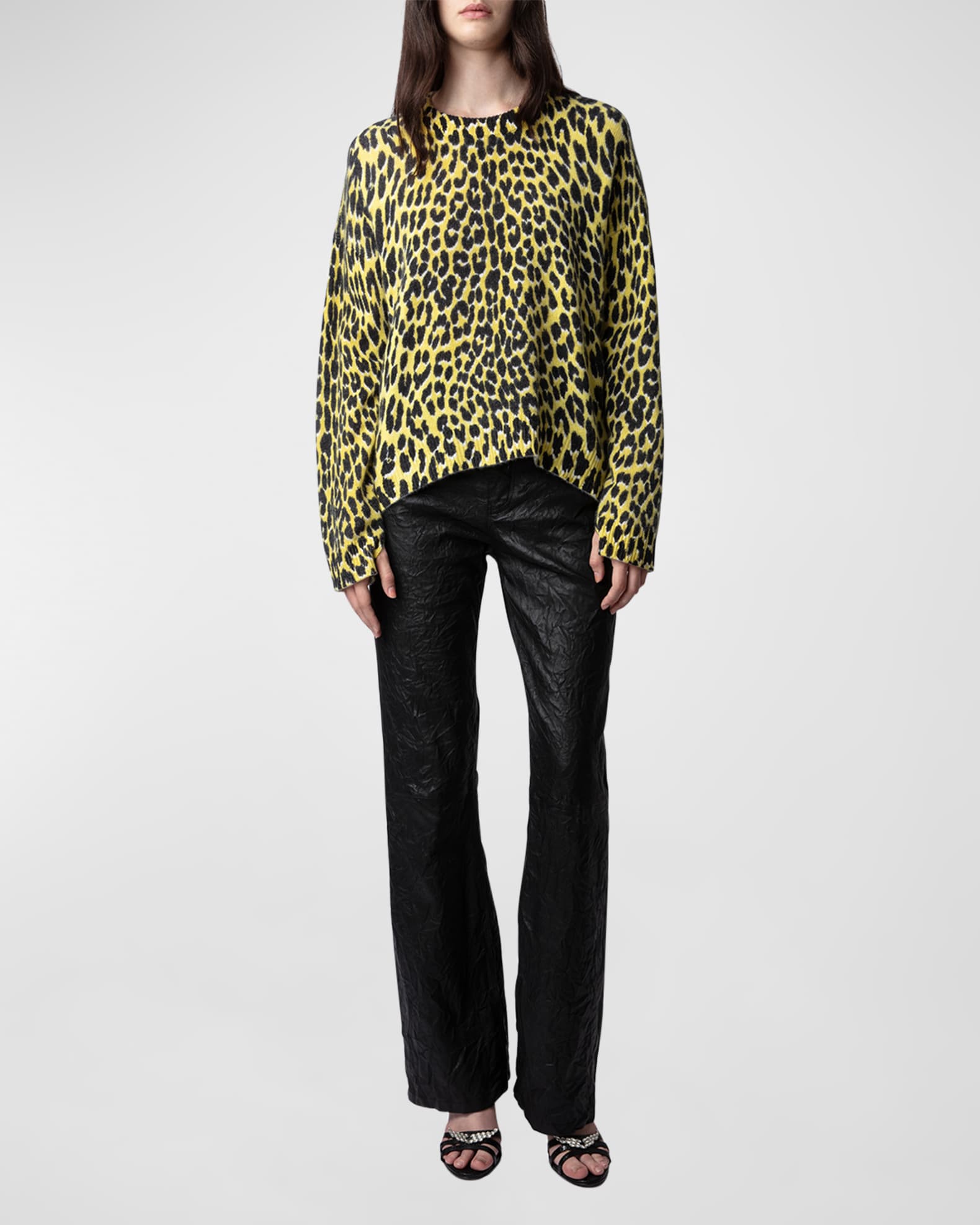 Zadig & Voltaire Markus Leopard-Print Cashmere Sweater | Neiman Marcus