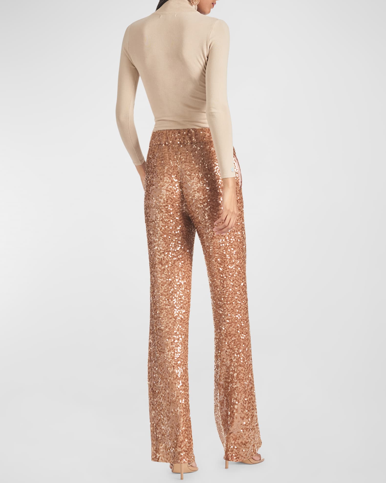 Sachin & Babi Bri High-Rise Straight-Leg Sequin Pants | Neiman Marcus