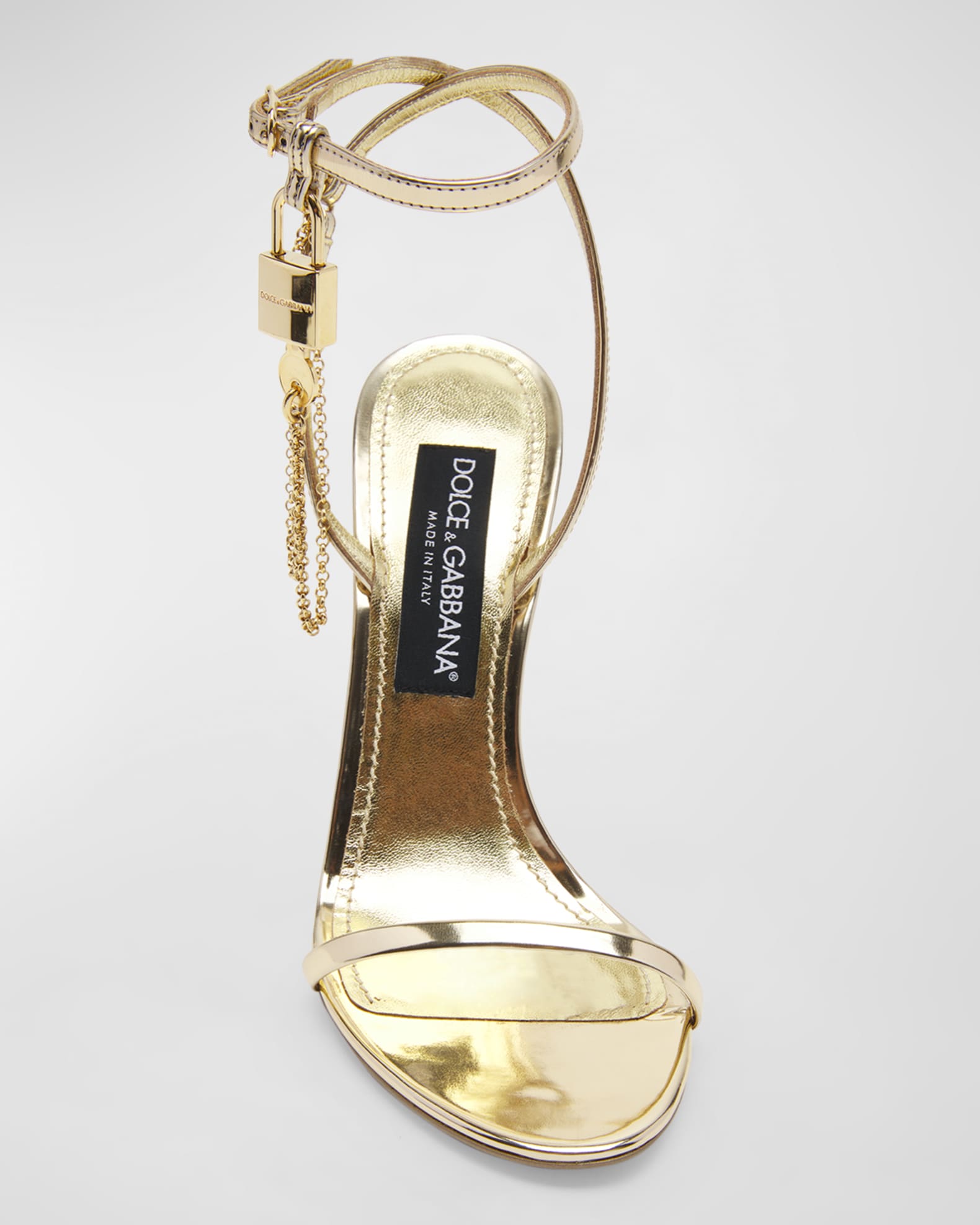 Dolce&Gabbana Metallic Key And Lock Stiletto Sandals | Neiman Marcus