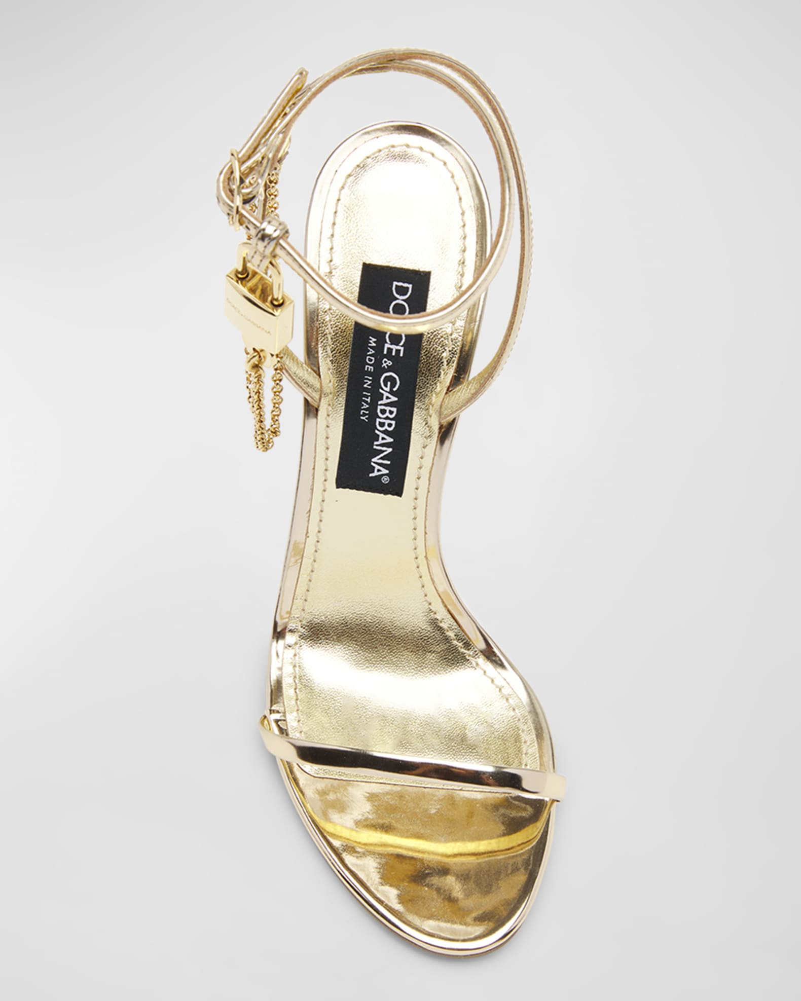 Dolce&Gabbana Metallic Key And Lock Stiletto Sandals | Neiman Marcus