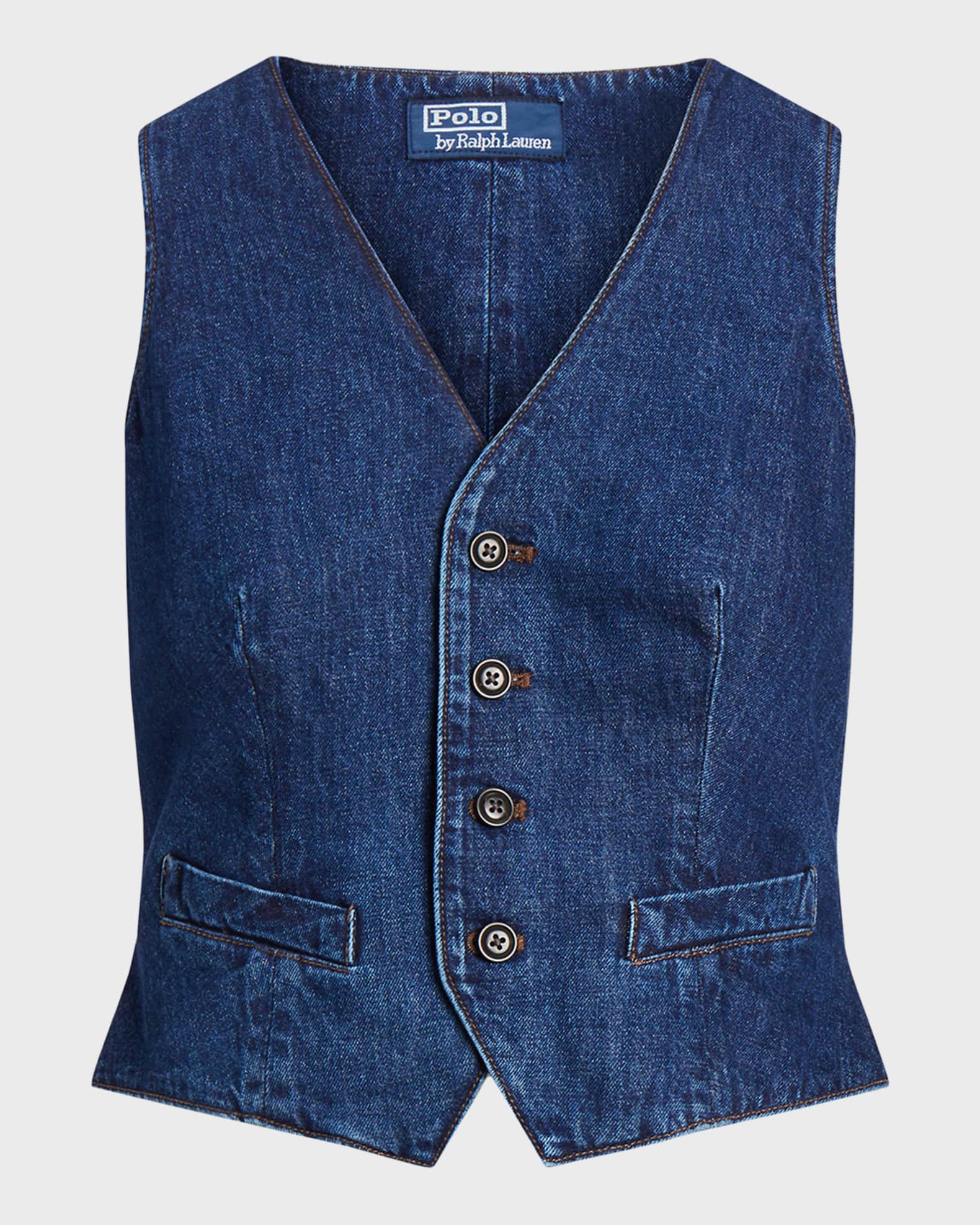 Polo Ralph Lauren Denim V-Neck Vest | Neiman Marcus