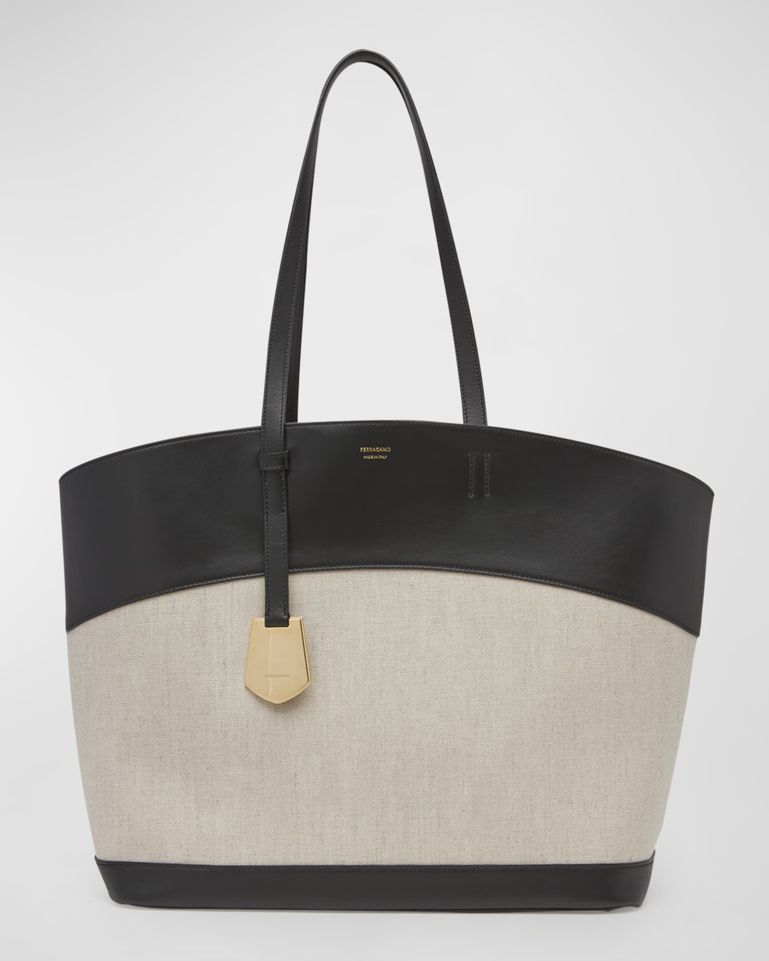 Ferragamo Charming Medium Canvas and Leather Tote Bag | Neiman Marcus