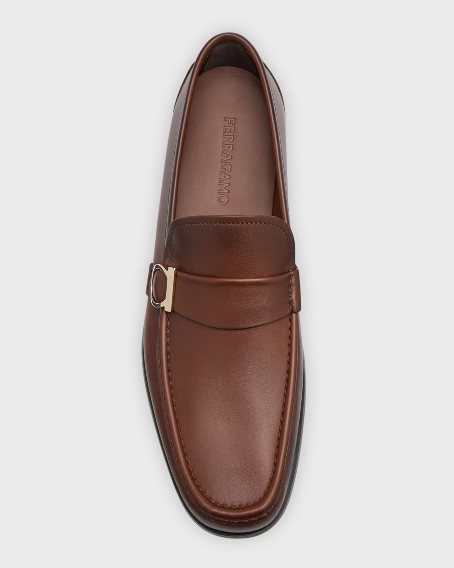 Ferragamo Men's Duomo Leather Gancio Loafers | Neiman Marcus