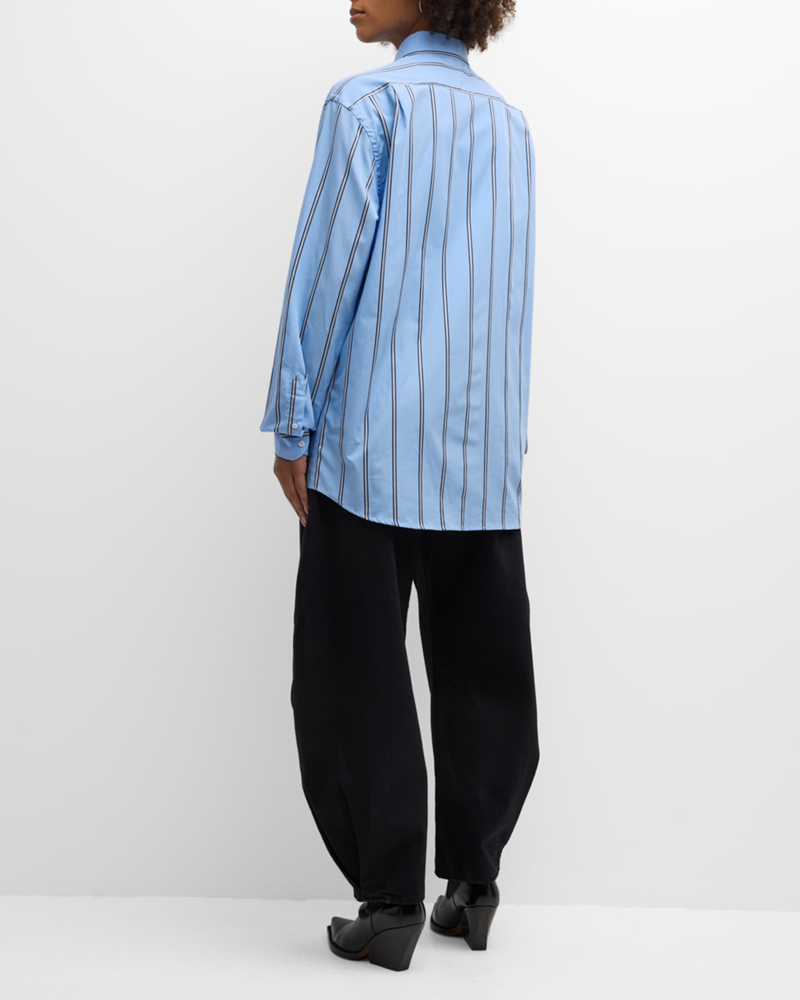 MADE IN TOMBOY Nicky Stripe Oversized Button-Front Shirt | Neiman Marcus