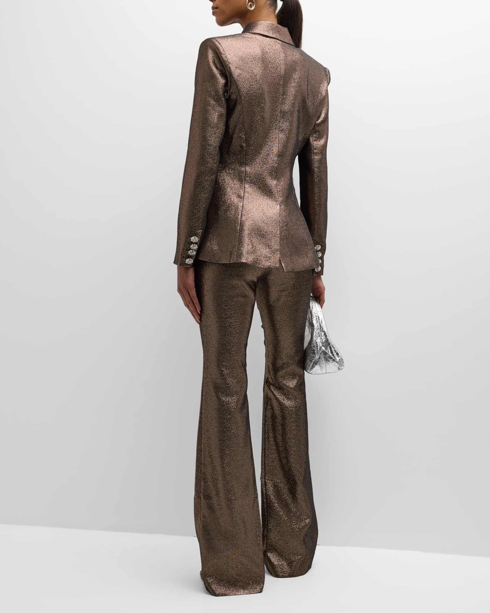 Ramy Brook Wren Metallic Single-Breasted Blazer | Neiman Marcus