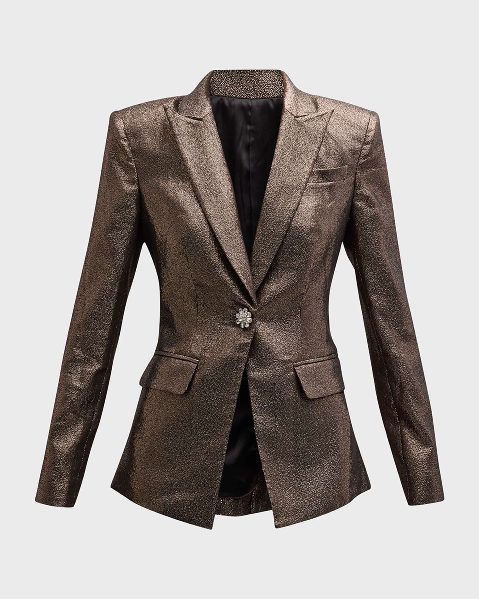 Ramy Brook Wren Metallic Single-Breasted Blazer | Neiman Marcus