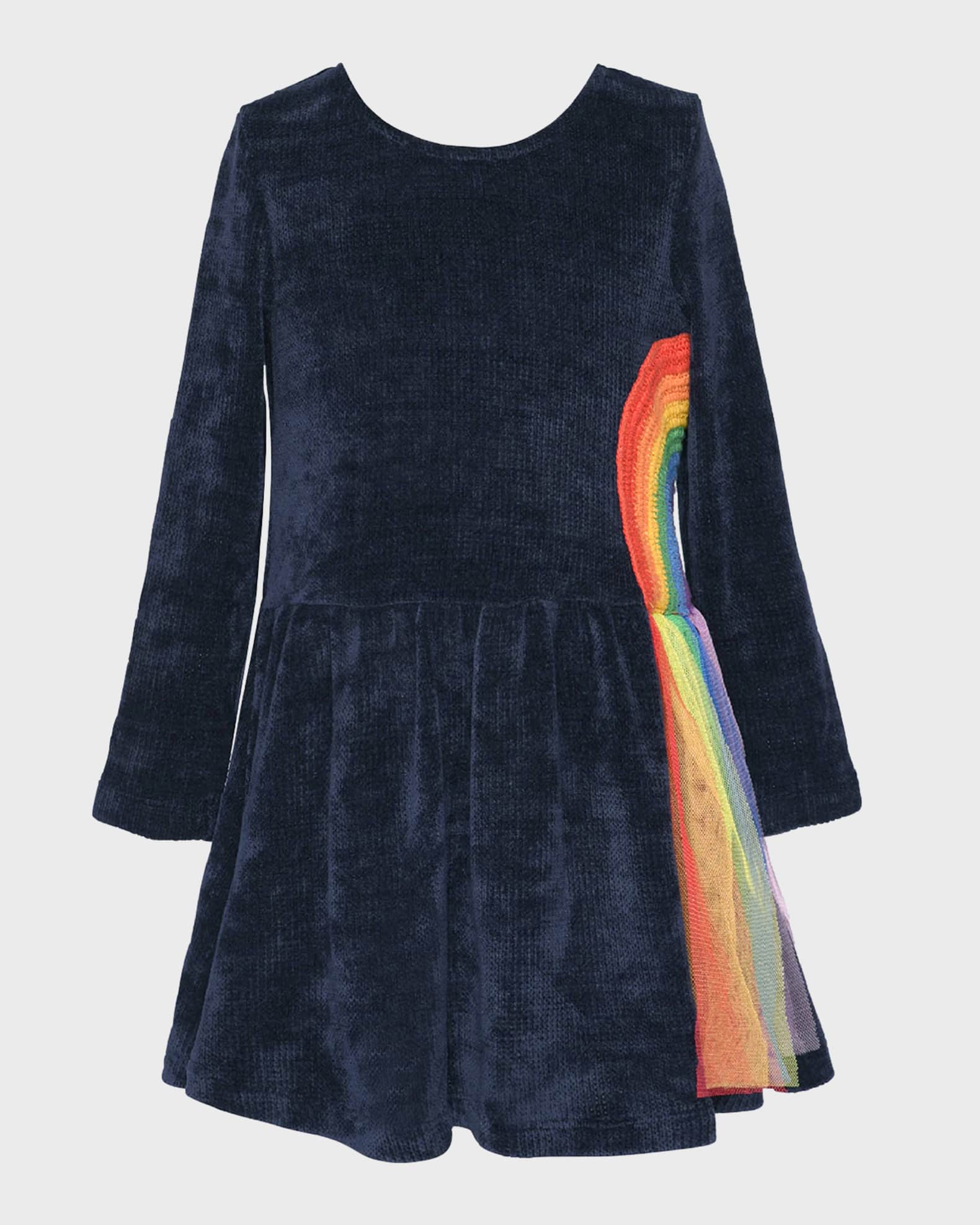 Hannah Banana Girl's Rainbow Tulle Velour Dress, Size 2T-6 | Neiman Marcus