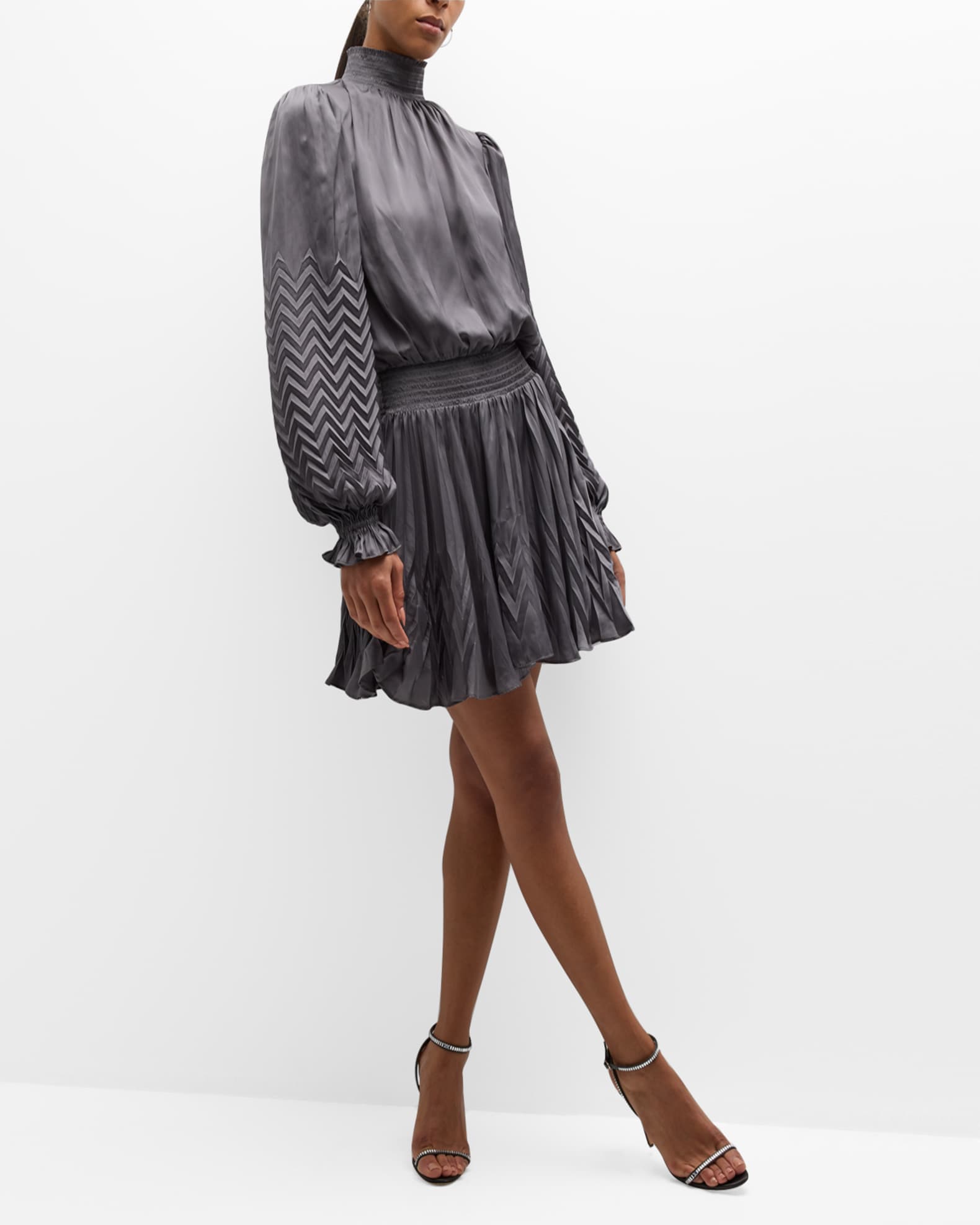 Ramy Brook Sawyer Chevron-Pleated Mini Dress | Neiman Marcus