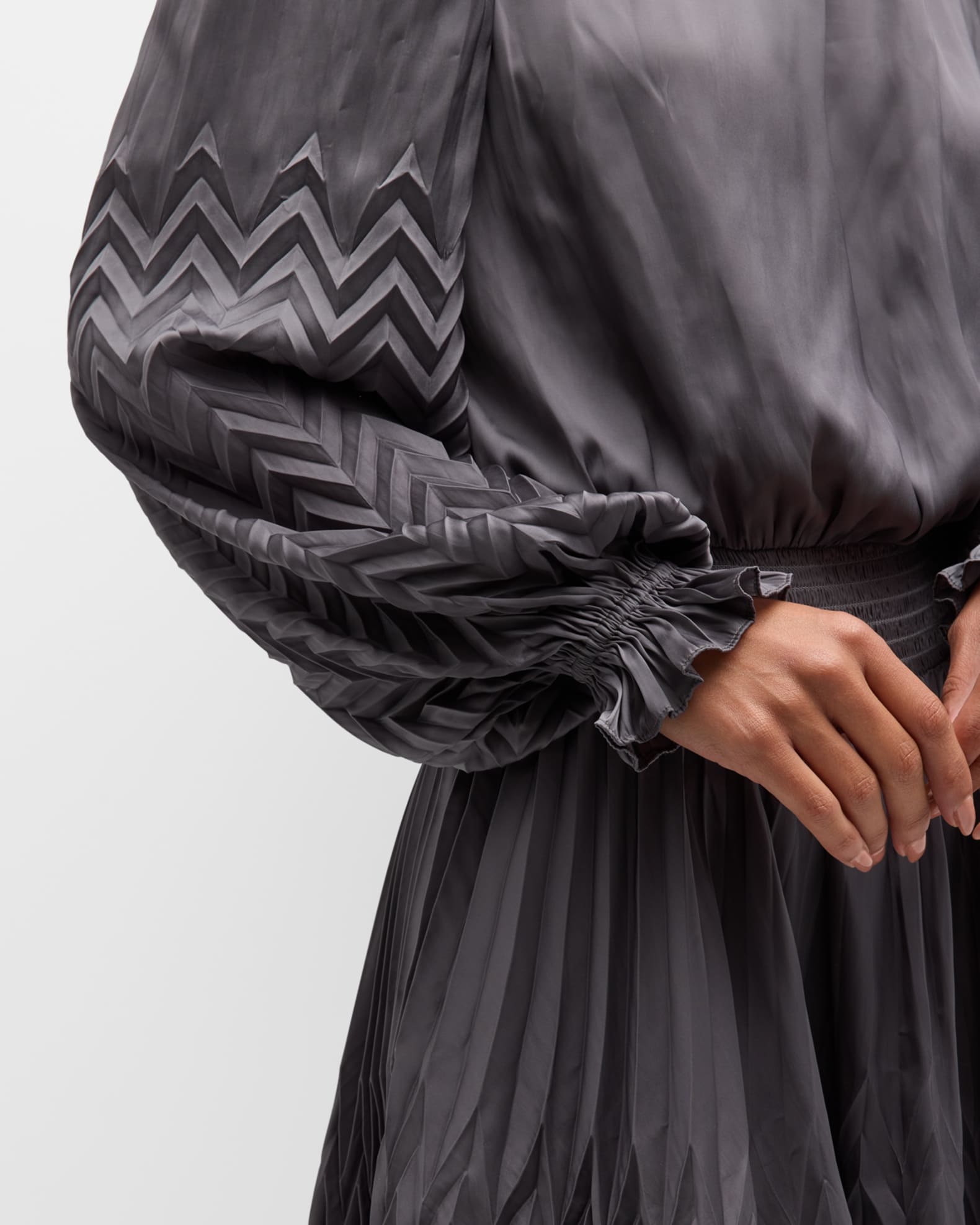 Ramy Brook Sawyer Chevron-Pleated Mini Dress | Neiman Marcus