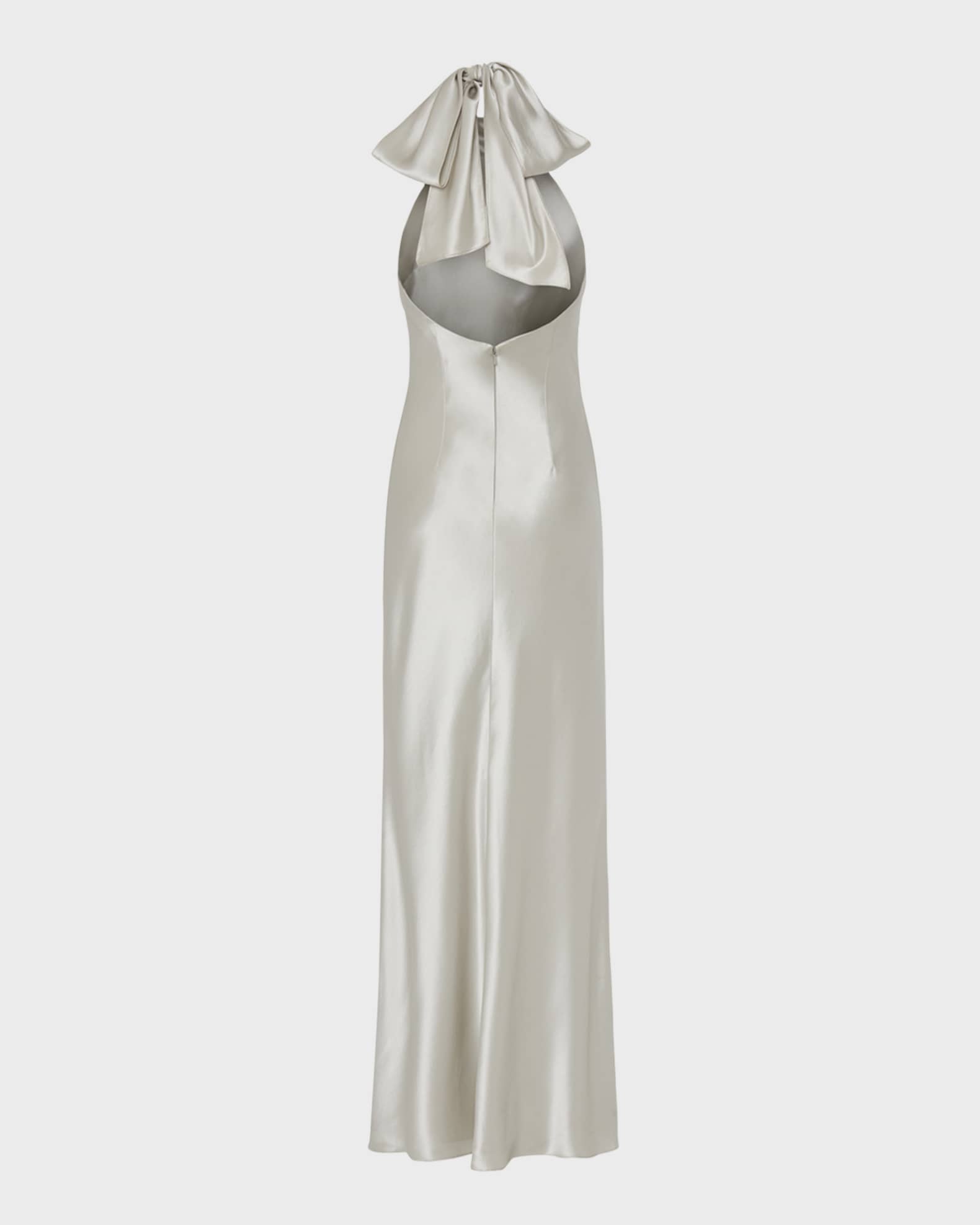 Milly Roux Ruffle Satin Halter Gown | Neiman Marcus