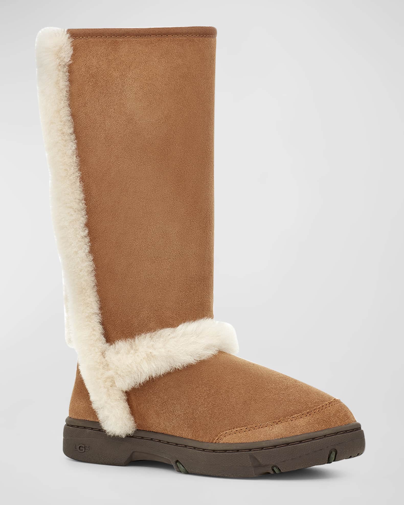 UGG Sunburst Suede Shearling Tall Classic Boots | Neiman Marcus