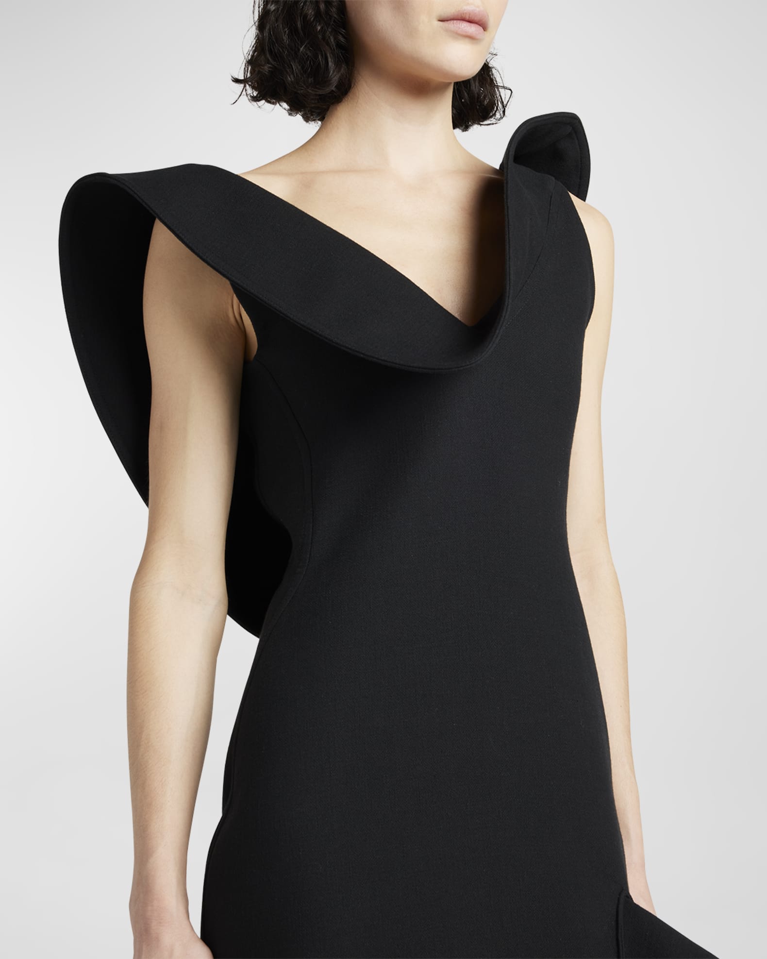 Bottega Veneta Structured Side-Slit Double Melange Midi Dress | Neiman ...