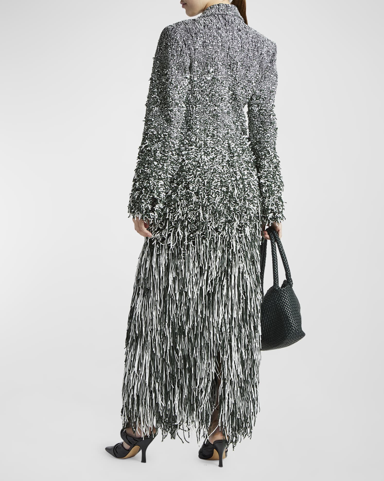 Bottega Veneta Fil Coupe Degrade Fringe Tweed Top Coat | Neiman Marcus