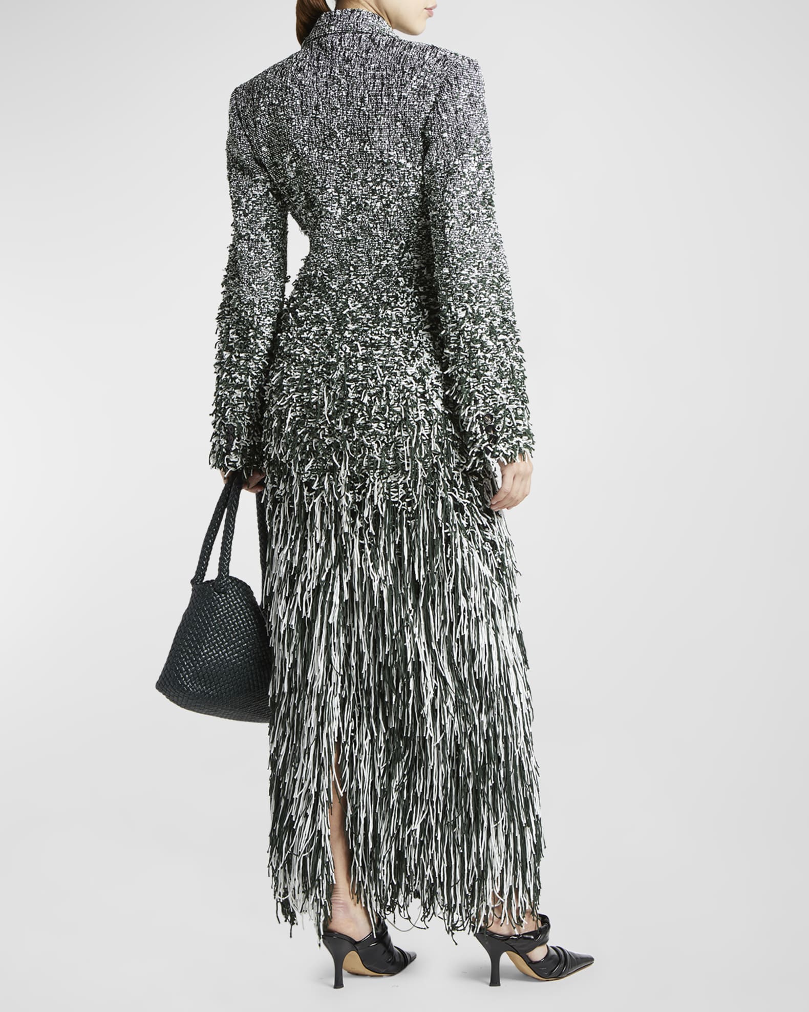 Bottega Veneta Fil Coupe Degrade Fringe Tweed Top Coat | Neiman Marcus