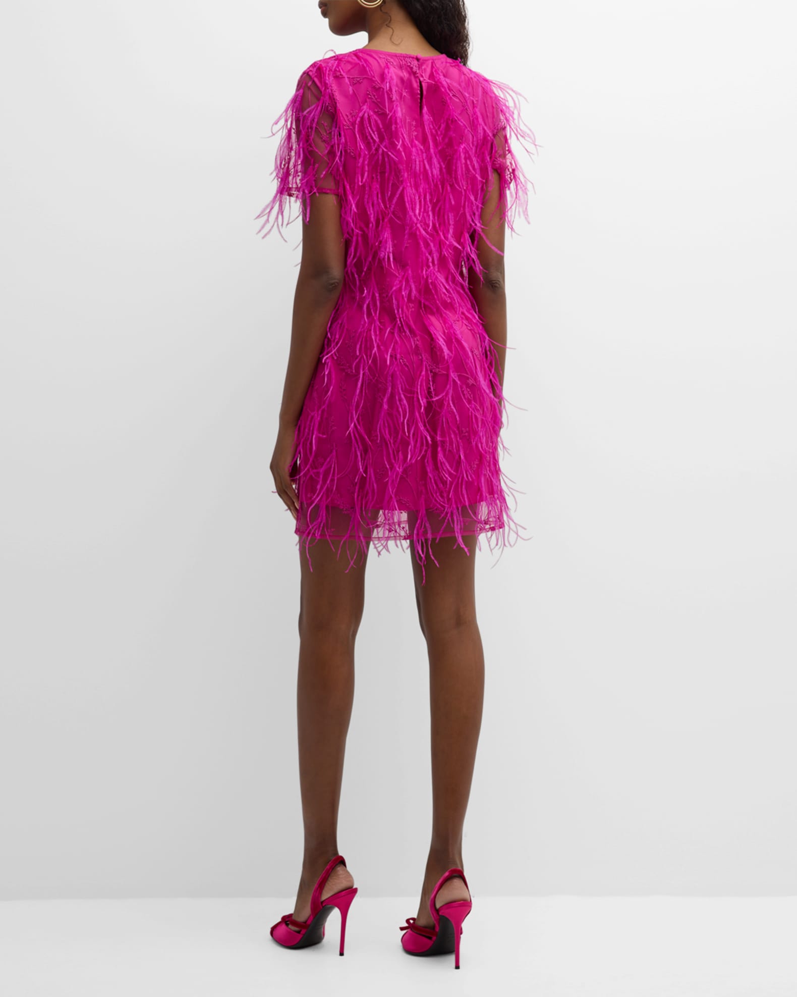 Milly Rana Embroidered Feather Bodycon Mini Dress | Neiman Marcus