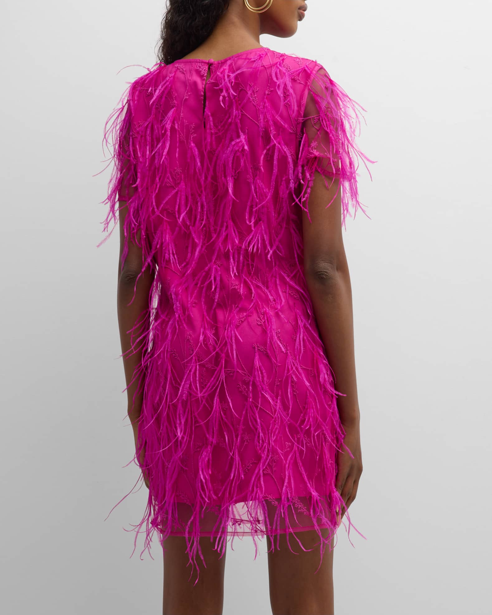 Milly Rana Embroidered Feather Bodycon Mini Dress | Neiman Marcus