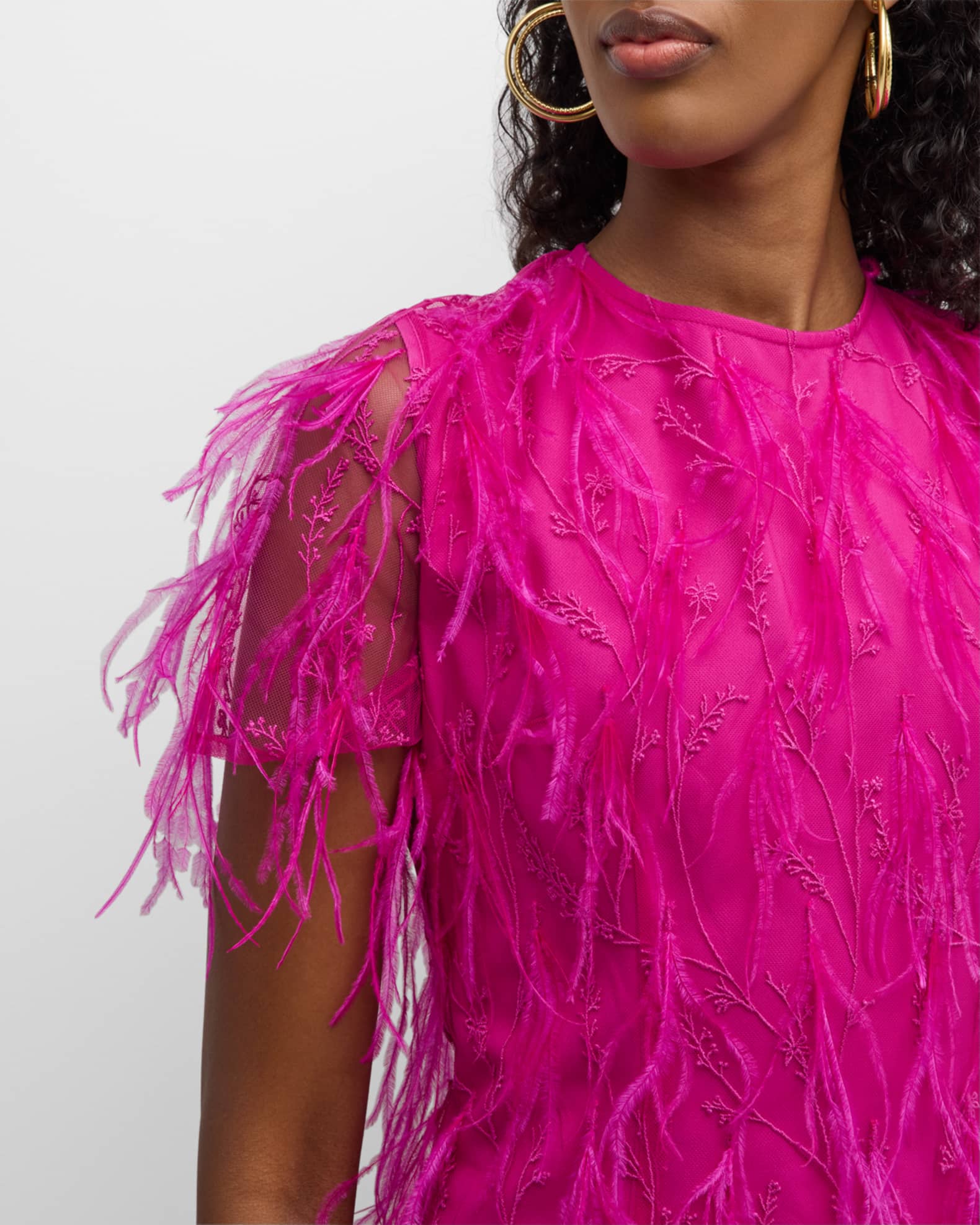 Milly Rana Embroidered Feather Bodycon Mini Dress | Neiman Marcus