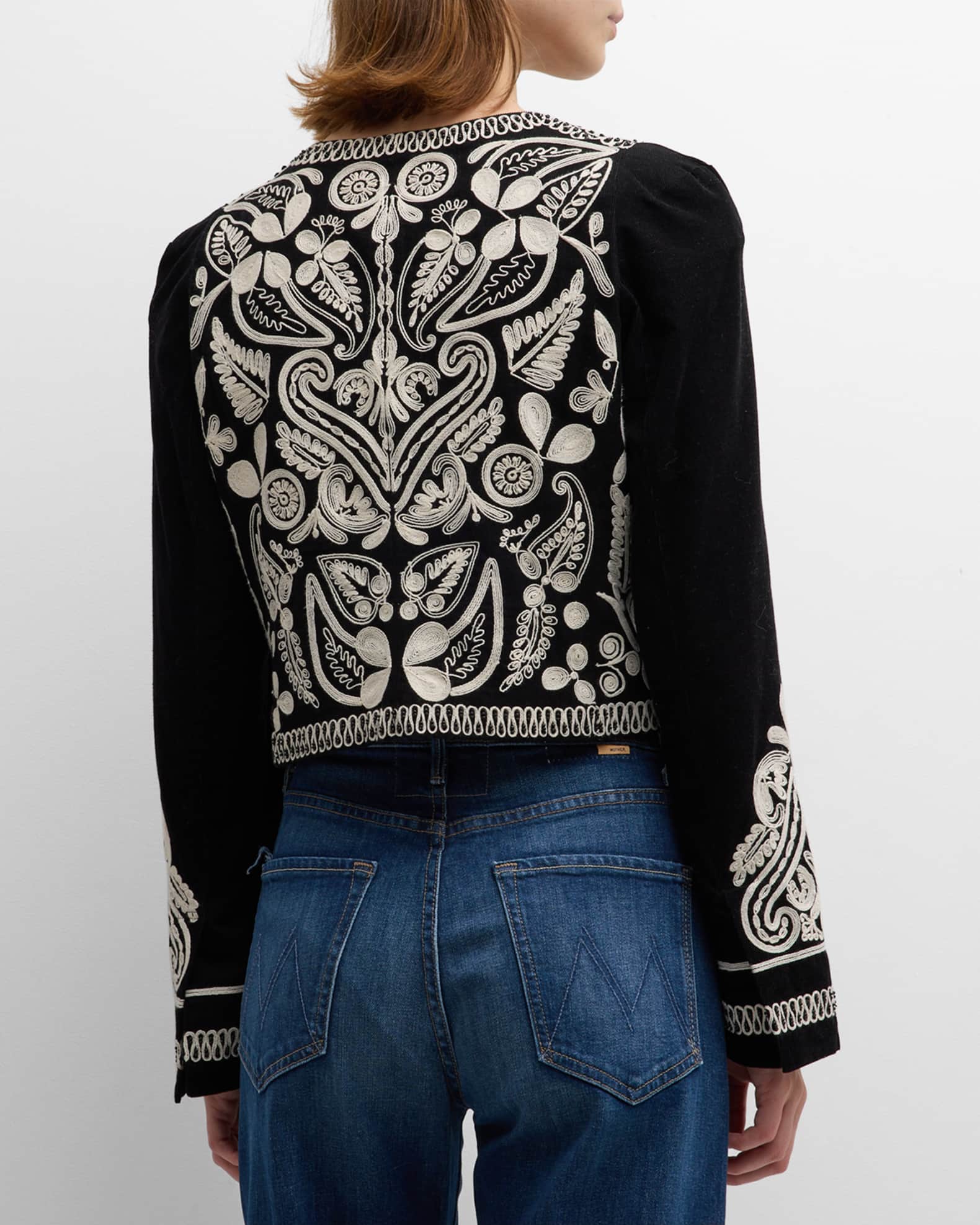 Figue Dori Bead Embroidered Crop Matador Jacket | Neiman Marcus