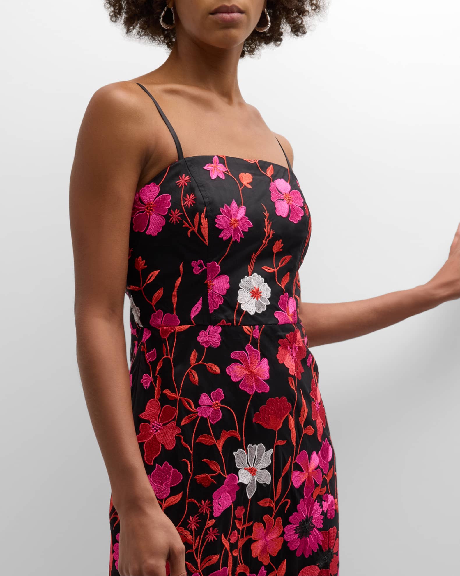 Milly Kait Floral-Embroidered Column Maxi Dress | Neiman Marcus