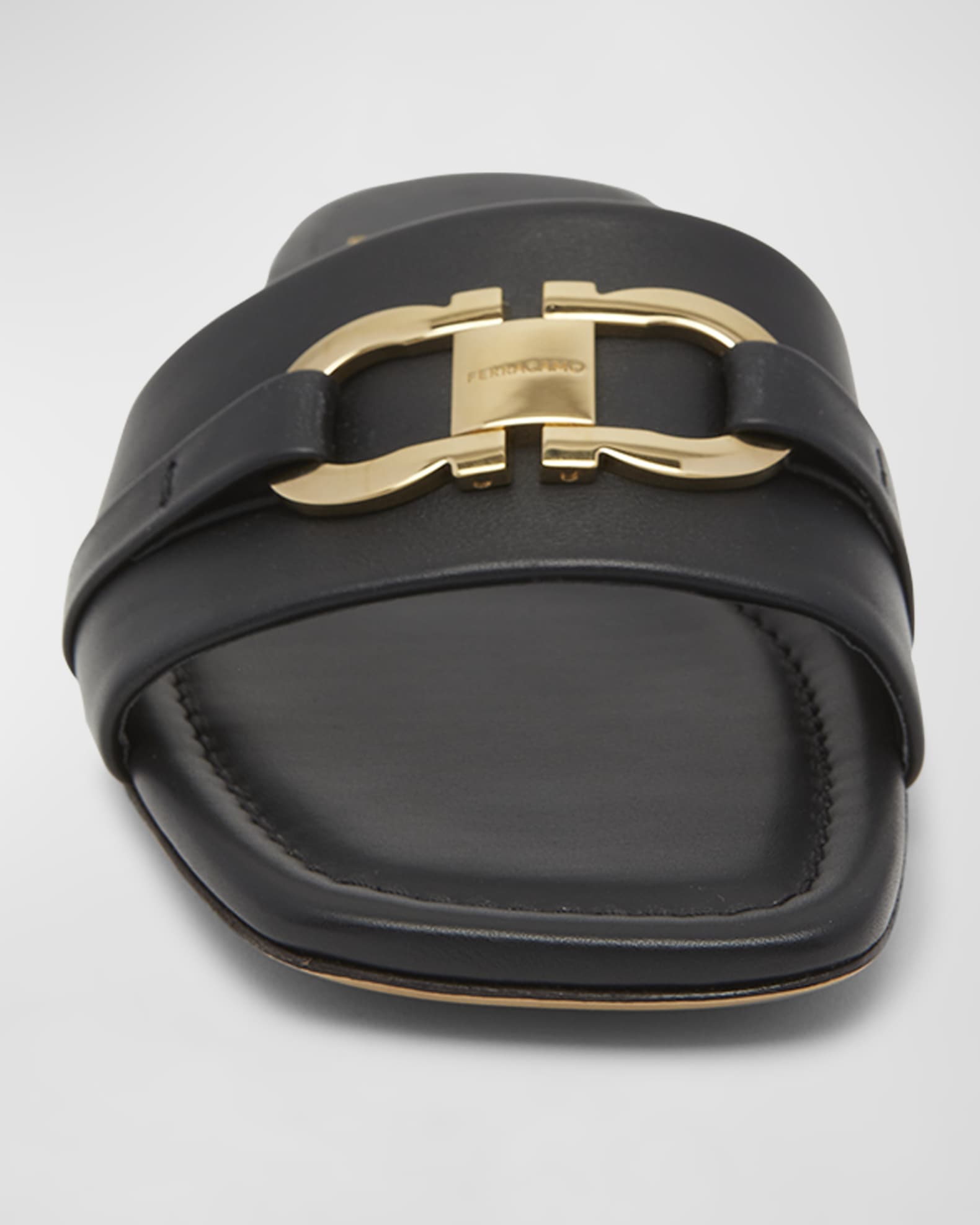 Leah Gancini Bit Leather Slide Sandals | Neiman Marcus