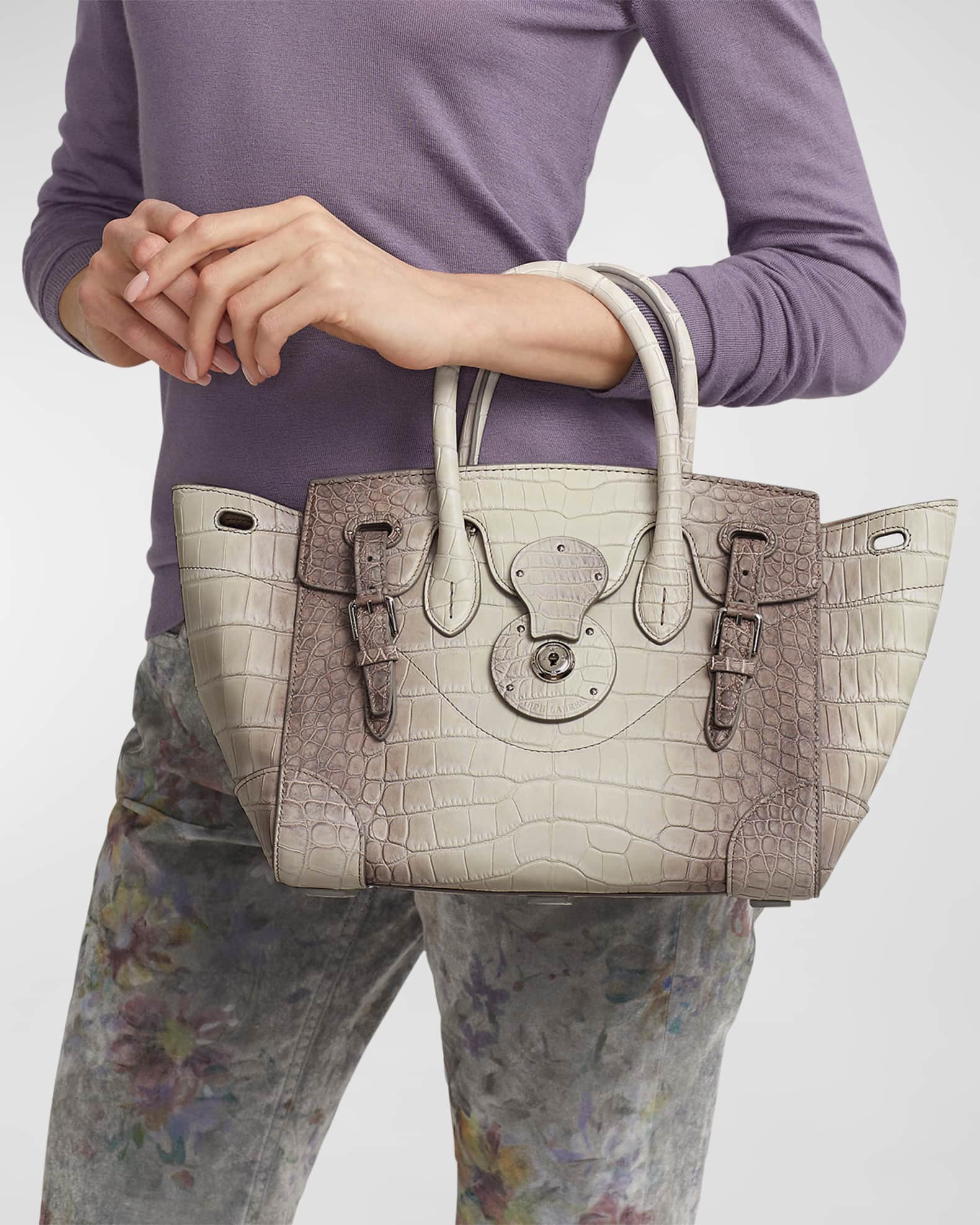 Ralph Lauren Collection Ricky 27 Alligator Top-Handle Bag | Neiman Marcus