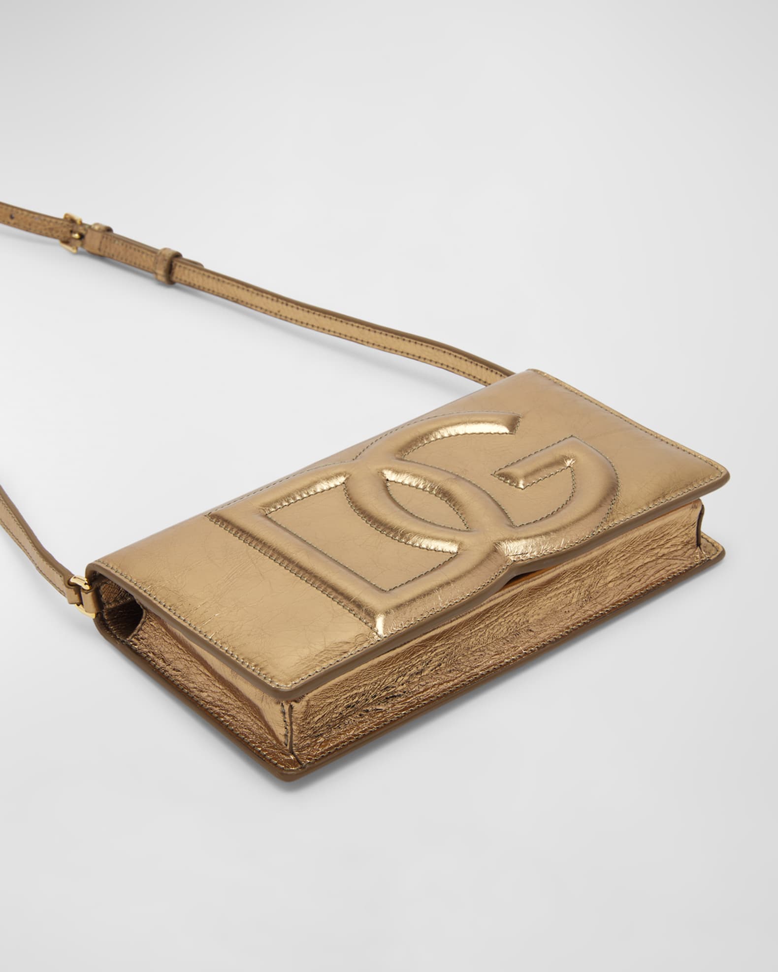 Dolce&Gabbana DG Logo Flap Metallic Wallet | Neiman Marcus