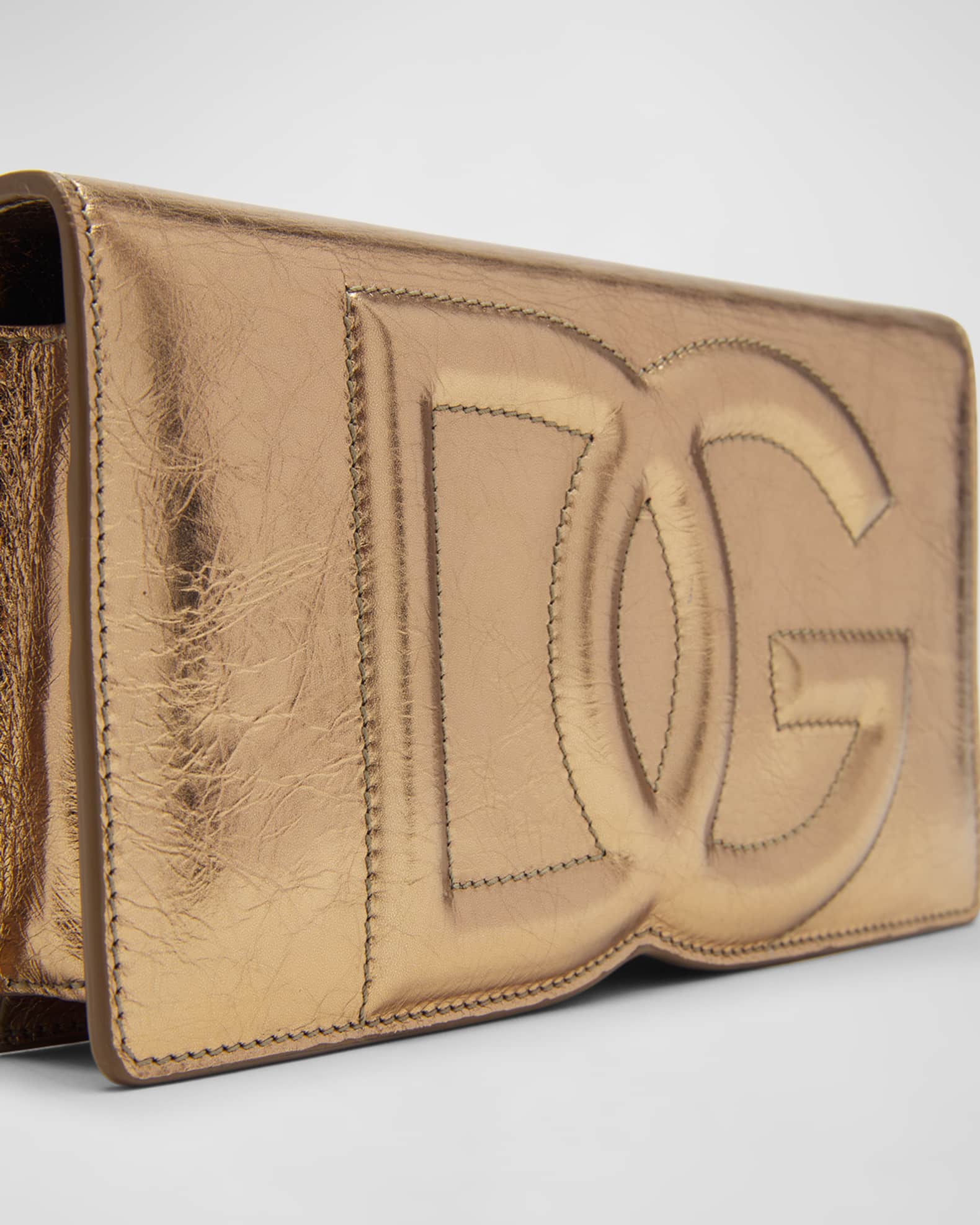 Dolce&Gabbana DG Logo Flap Metallic Wallet | Neiman Marcus