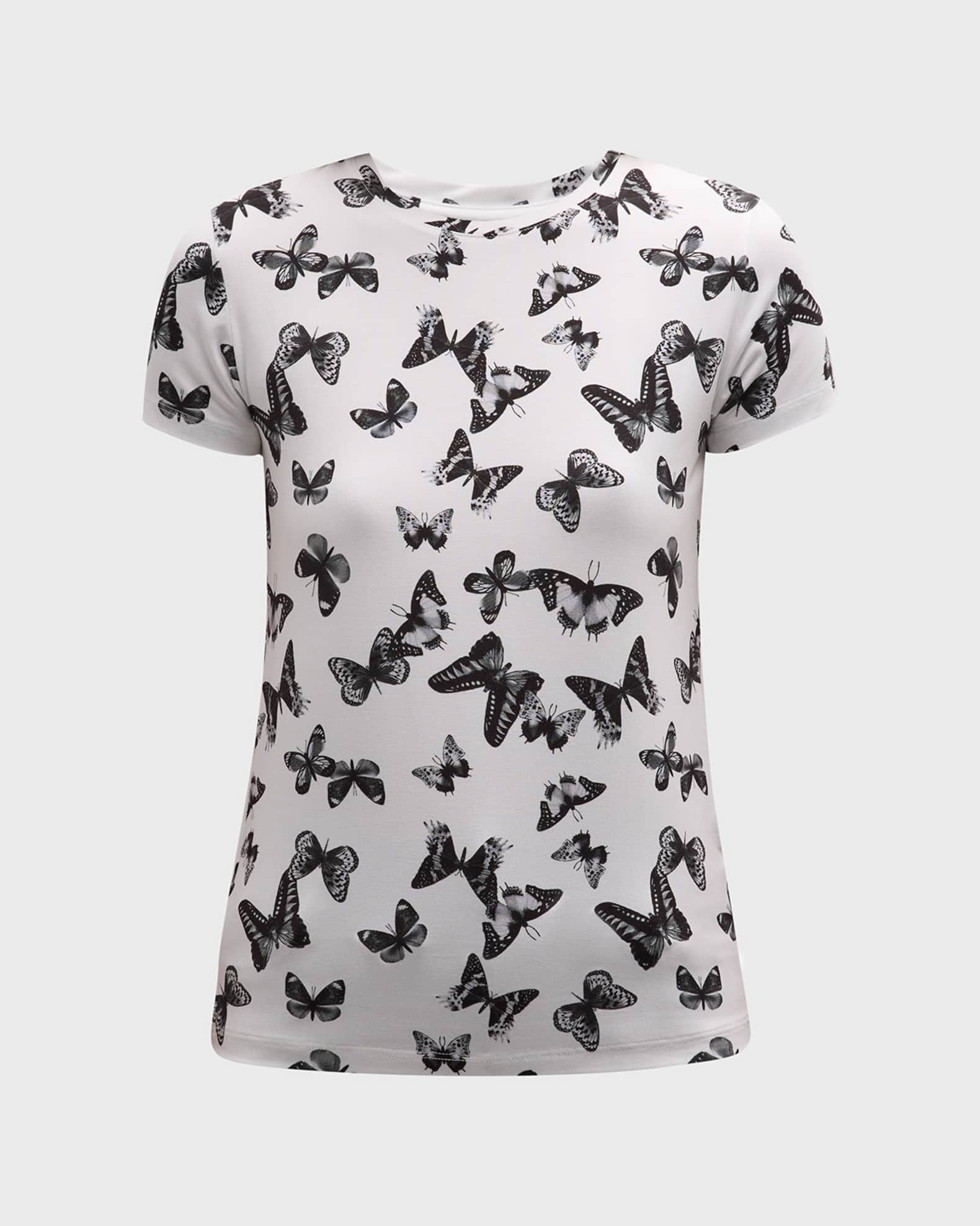 L'Agence Ressi Short-Sleeve Butterfly Tee | Neiman Marcus