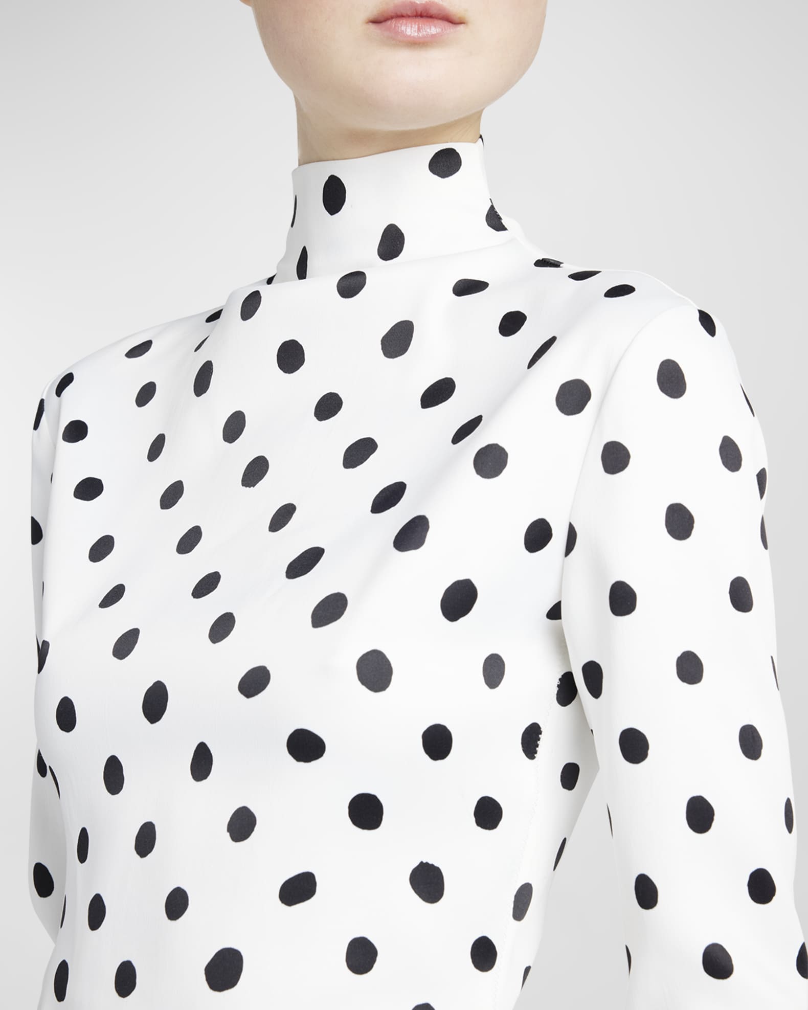 Marni Polka-Dot Mock-Neck Long-Sleeve Top | Neiman Marcus