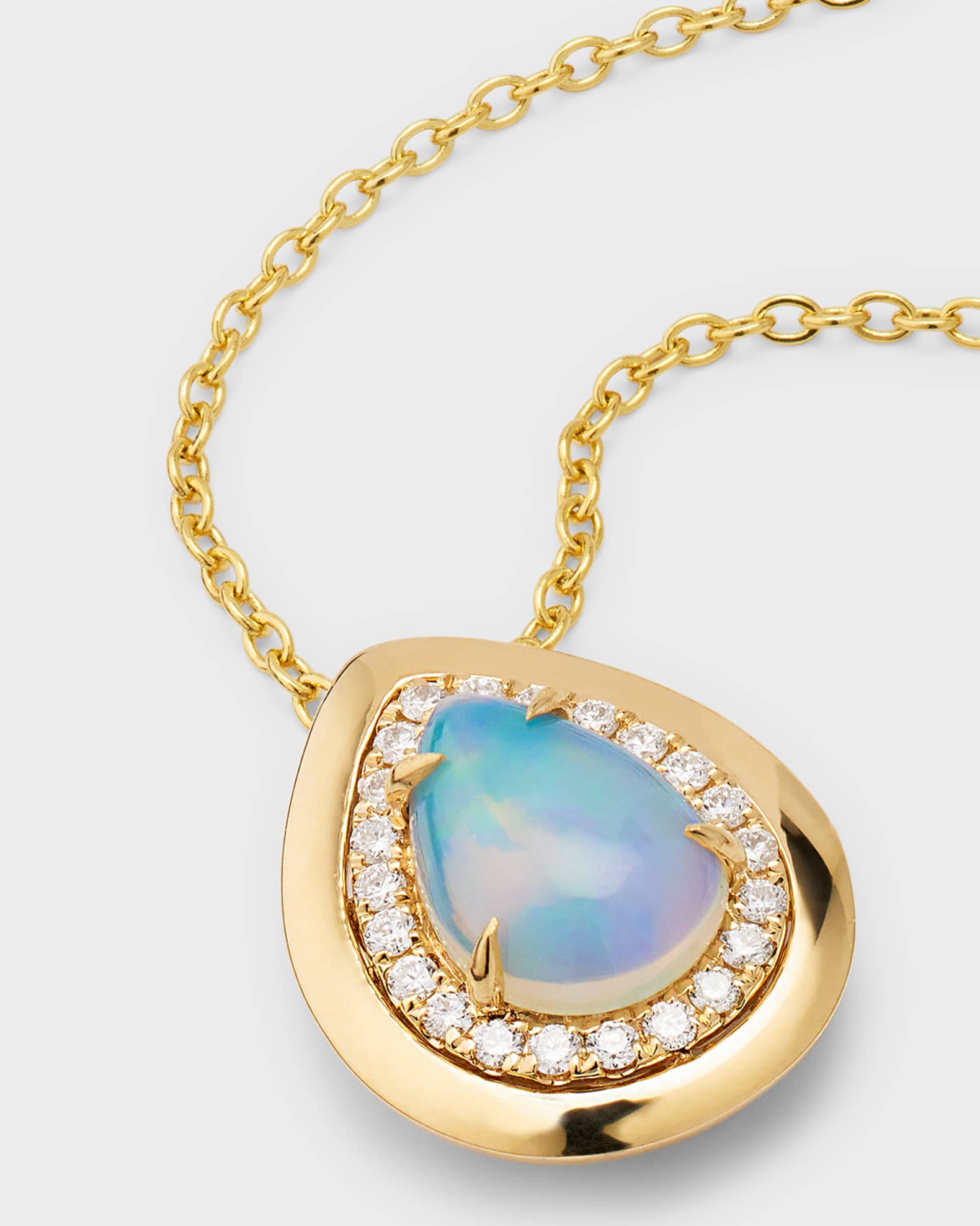 David Kord 18K Yellow Gold Pendant with Pear Shape Opal and Diamonds, 1.28tcw | Neiman Marcus