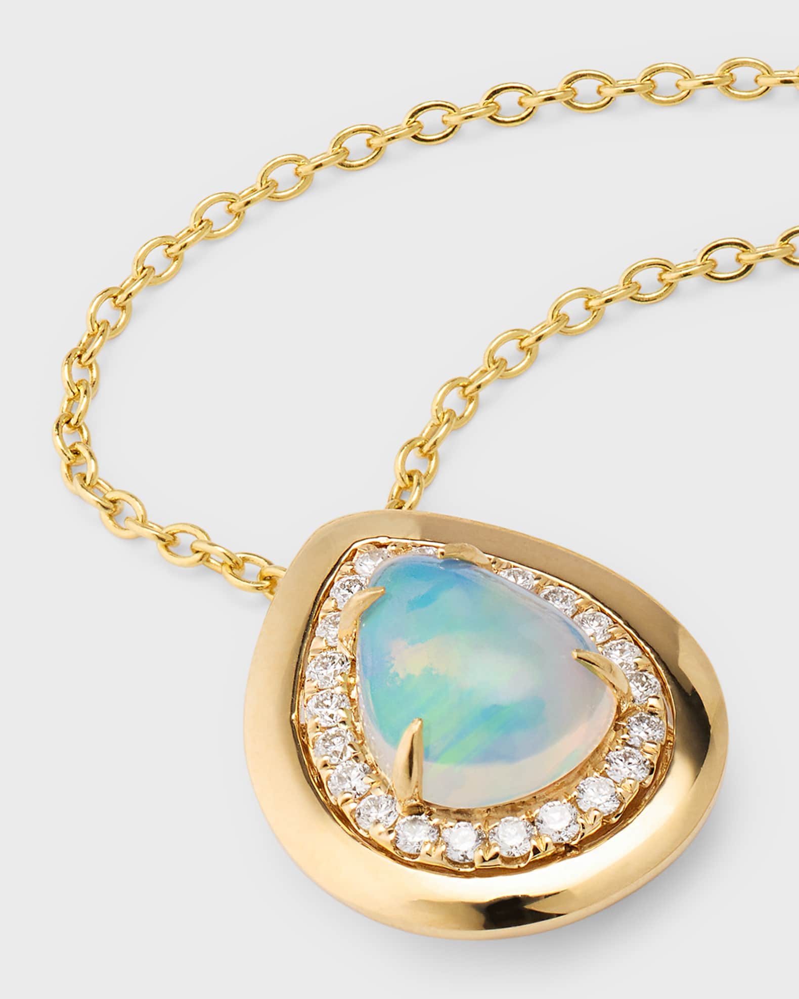 David Kord 18K Yellow Gold Pendant with Pear Shape Opal and Diamonds, 1.37tcw | Neiman Marcus